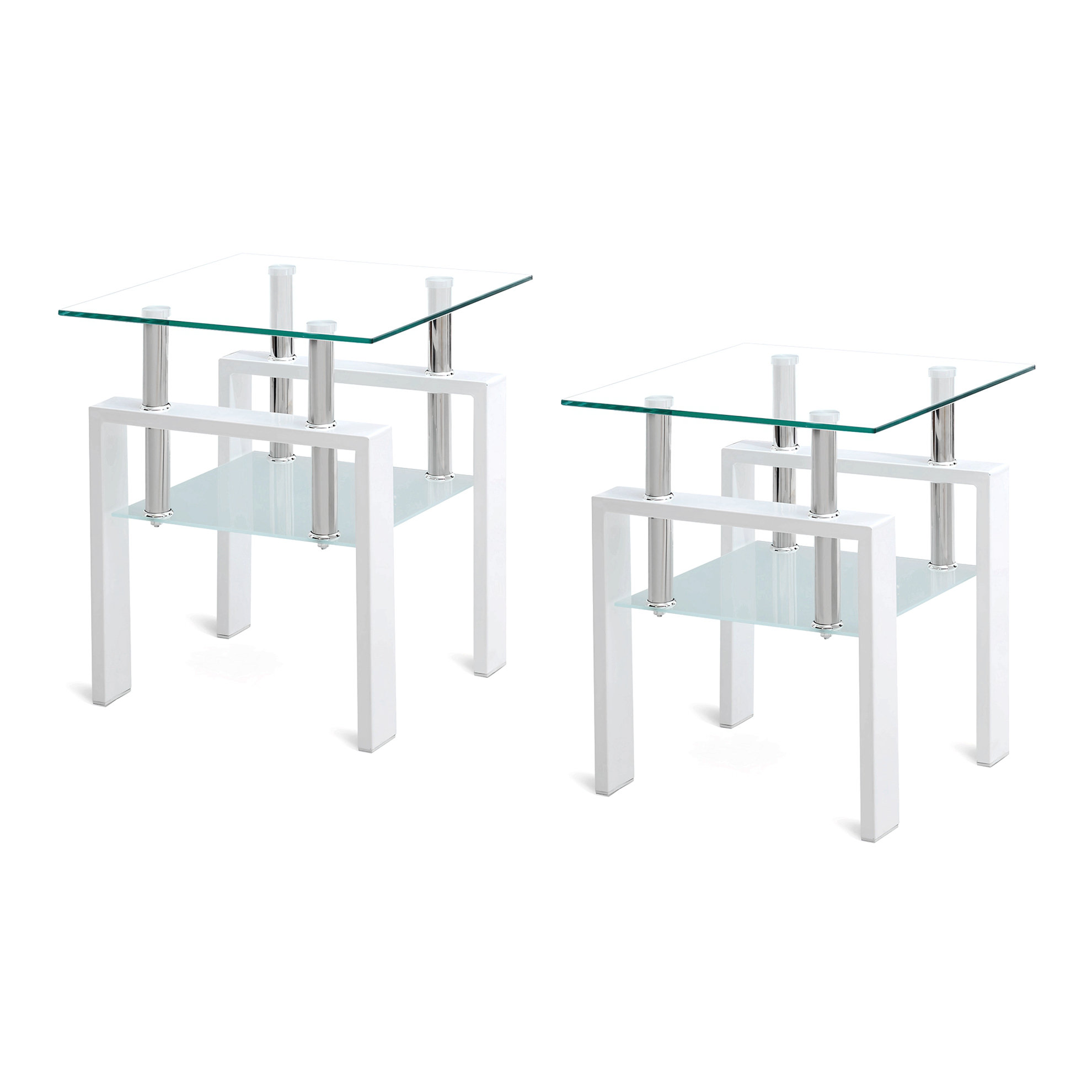 Wrought Studio™ 2-Piece Clear Tempered Glass Small Table, End Table For ...