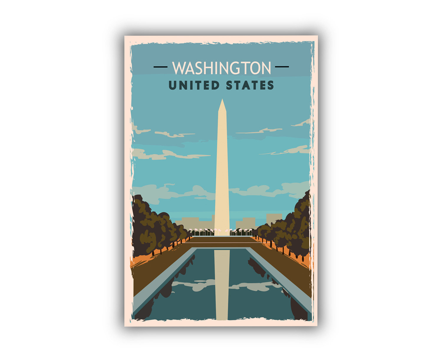 Trinx Washington Retro Style State Travel Poster, Vintage Unframed ...