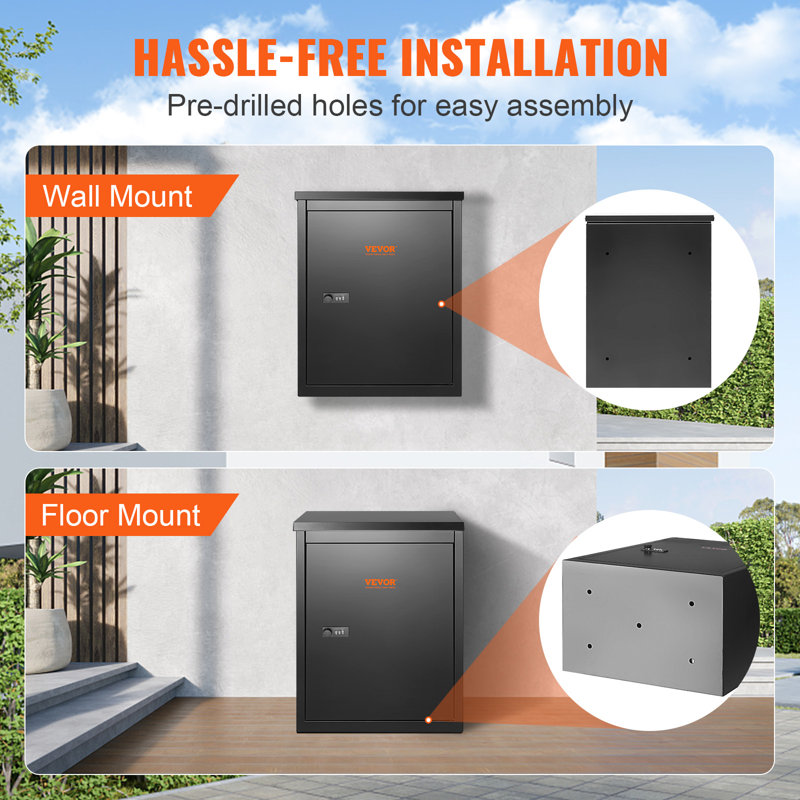 VEVOR 20" H Package Delivery Boxes, Galvanized Steel Wall Mount Mailbox ...