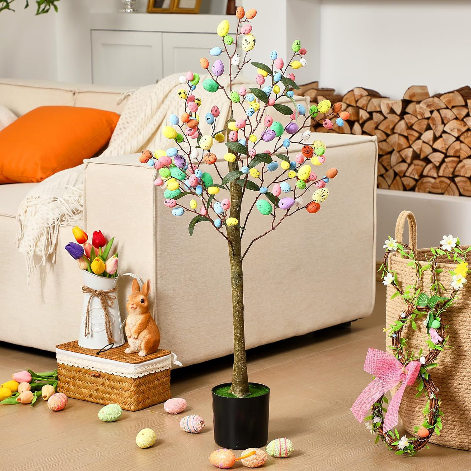 The Holiday Aisle® 4ft Easter Decorations Tree with Colorful Eggs ...