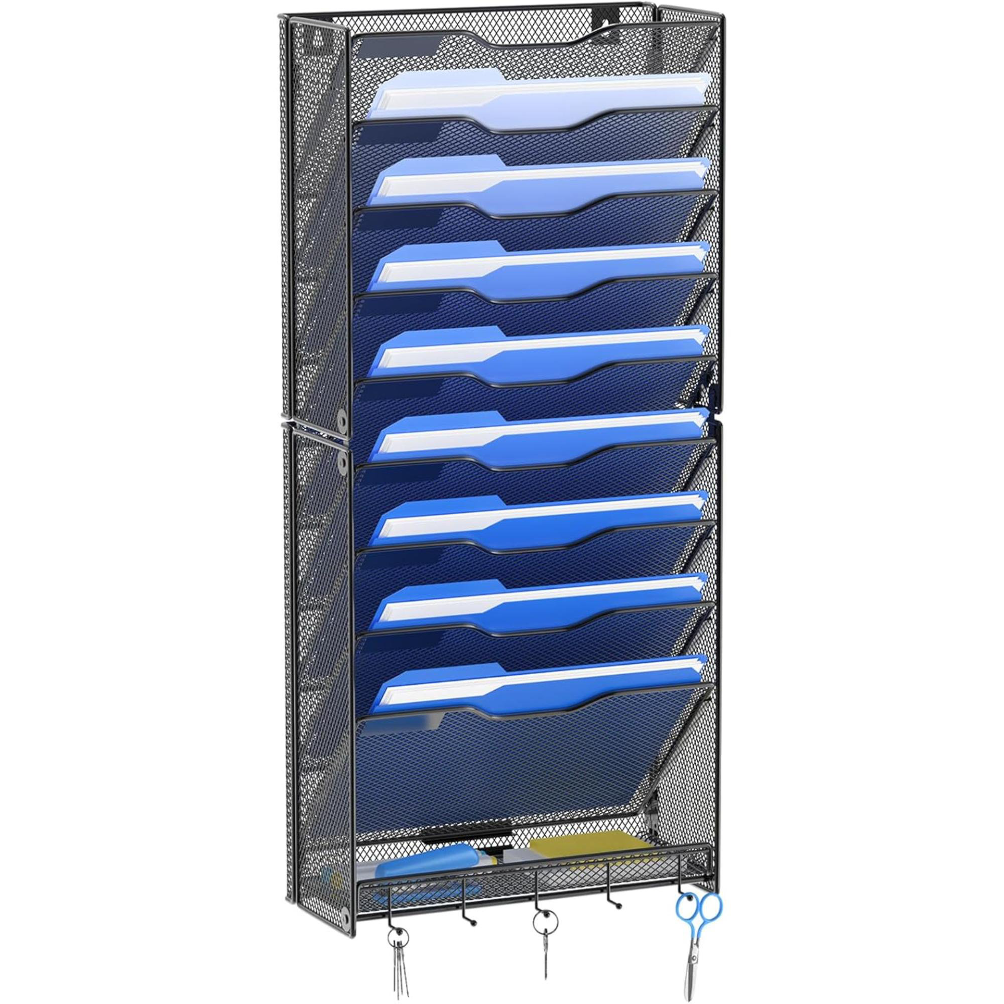 Rebrilliant 10 Tier Hanging Wall File Organizer Wall Mount Paper ...