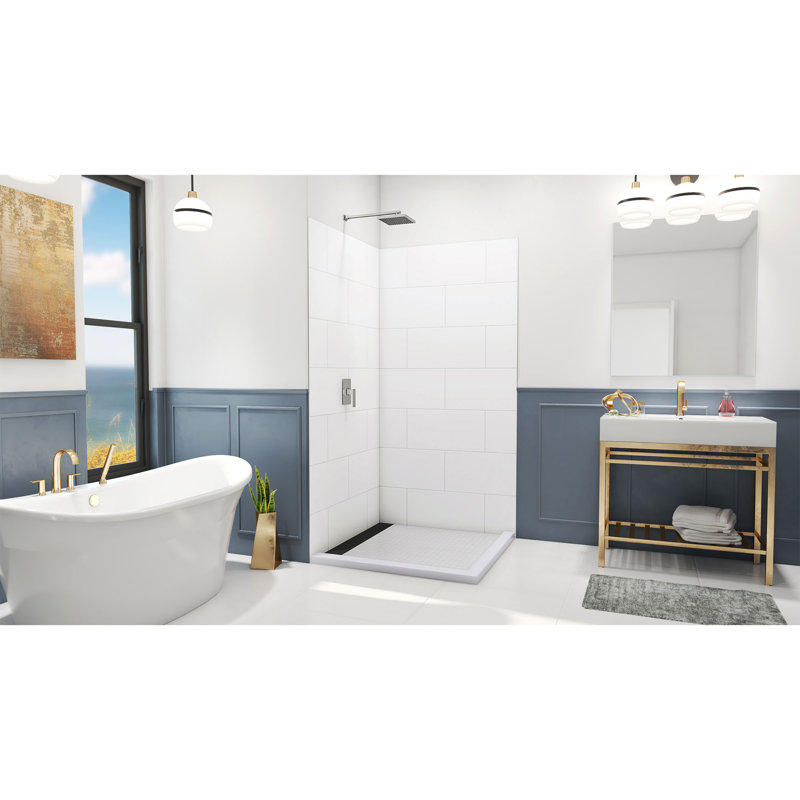 DreamLine DreamStone 42 in. D x 42 in. W x 84 in. H Corner Shower Wall ...