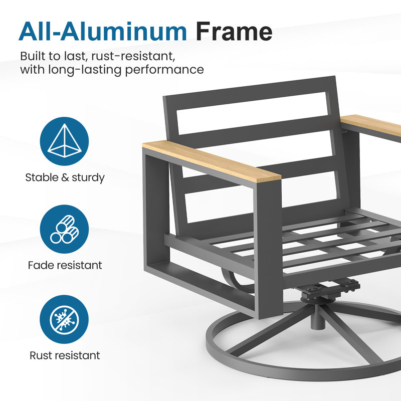 Latitude Run® Aluminum Patio Swivel Chairs With 360-Degree Rotating ...
