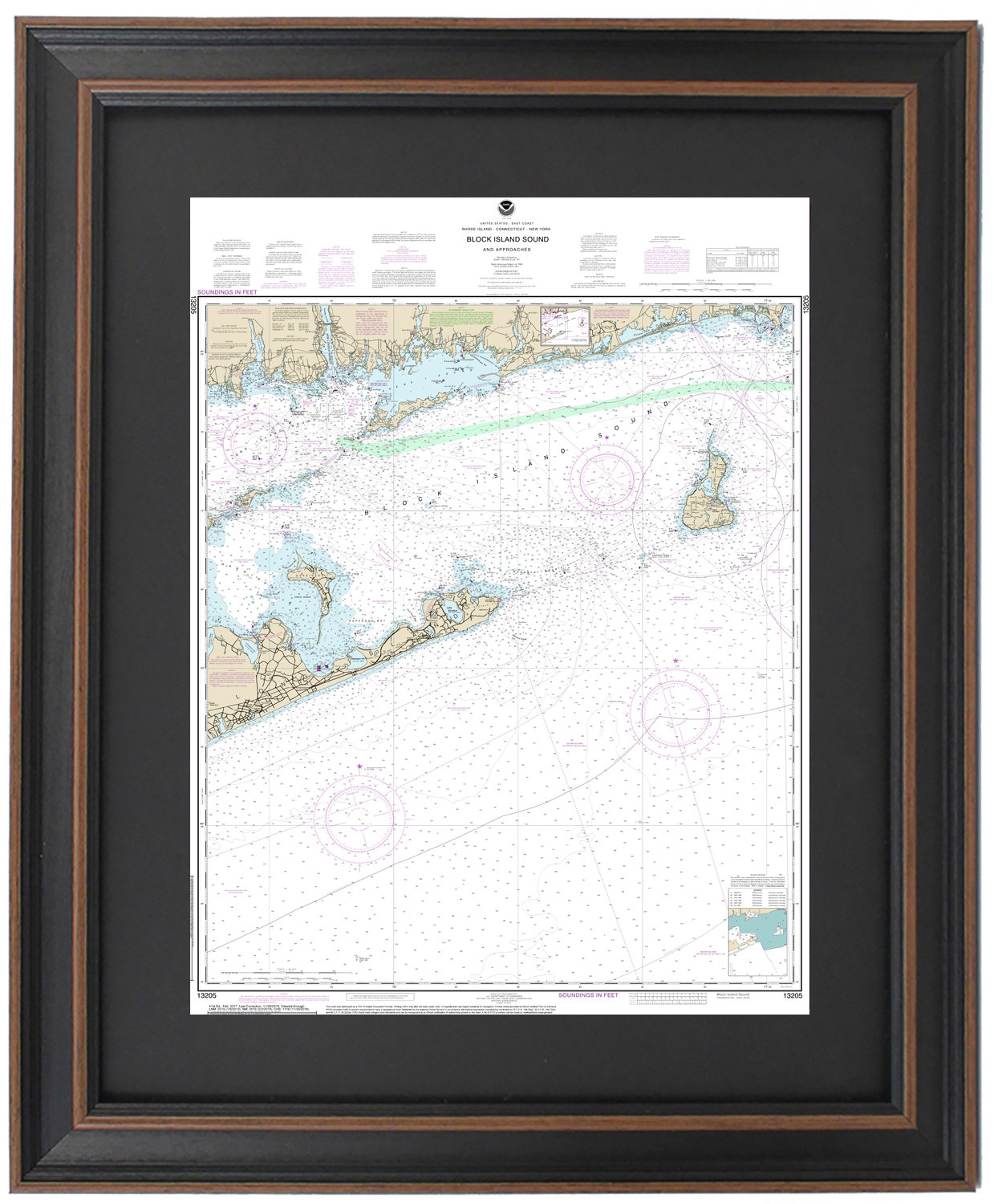 Longshore Tides Block Island Sound | Nautical Chart | Framed Print ...