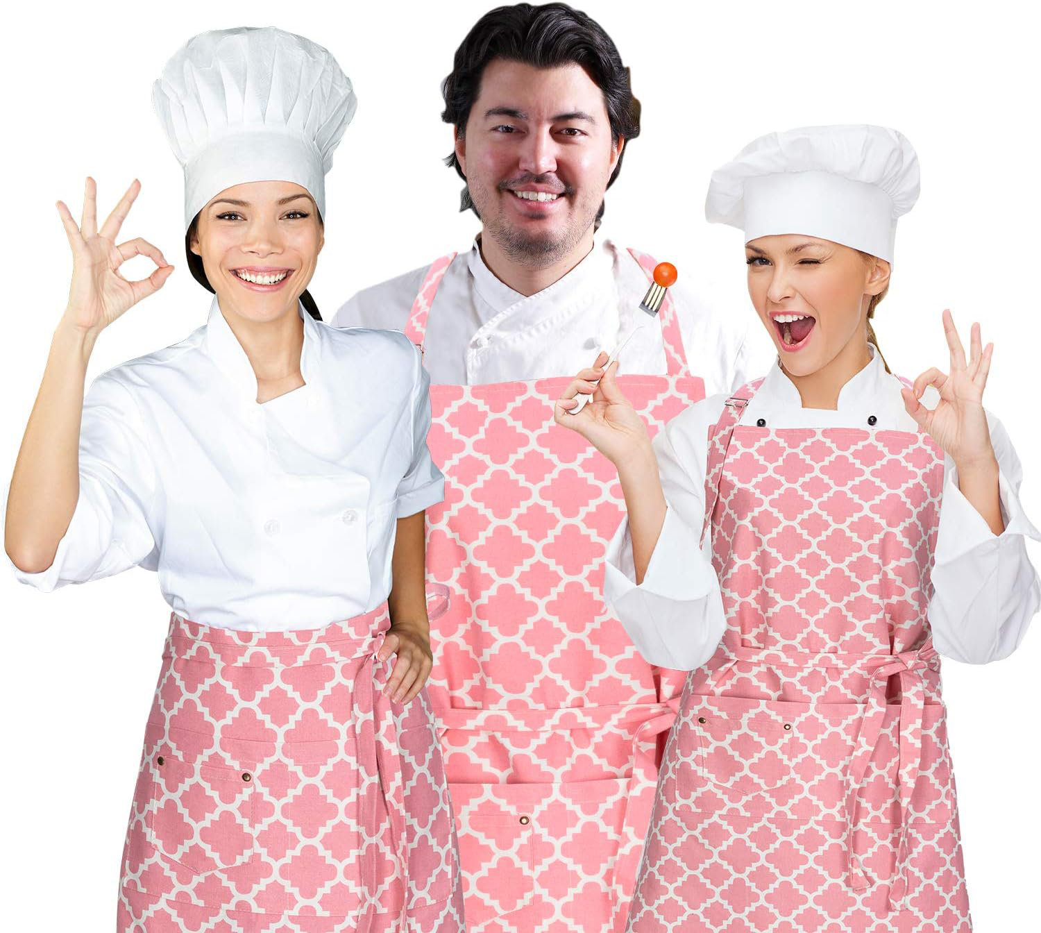 THIROX Kitchen Cooking Aprons With 3 Pockets For Men Women - Cotton ...