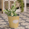 Rosalind Wheeler Fresh Garden Flowers Yellow Gingham Bucket | Wayfair