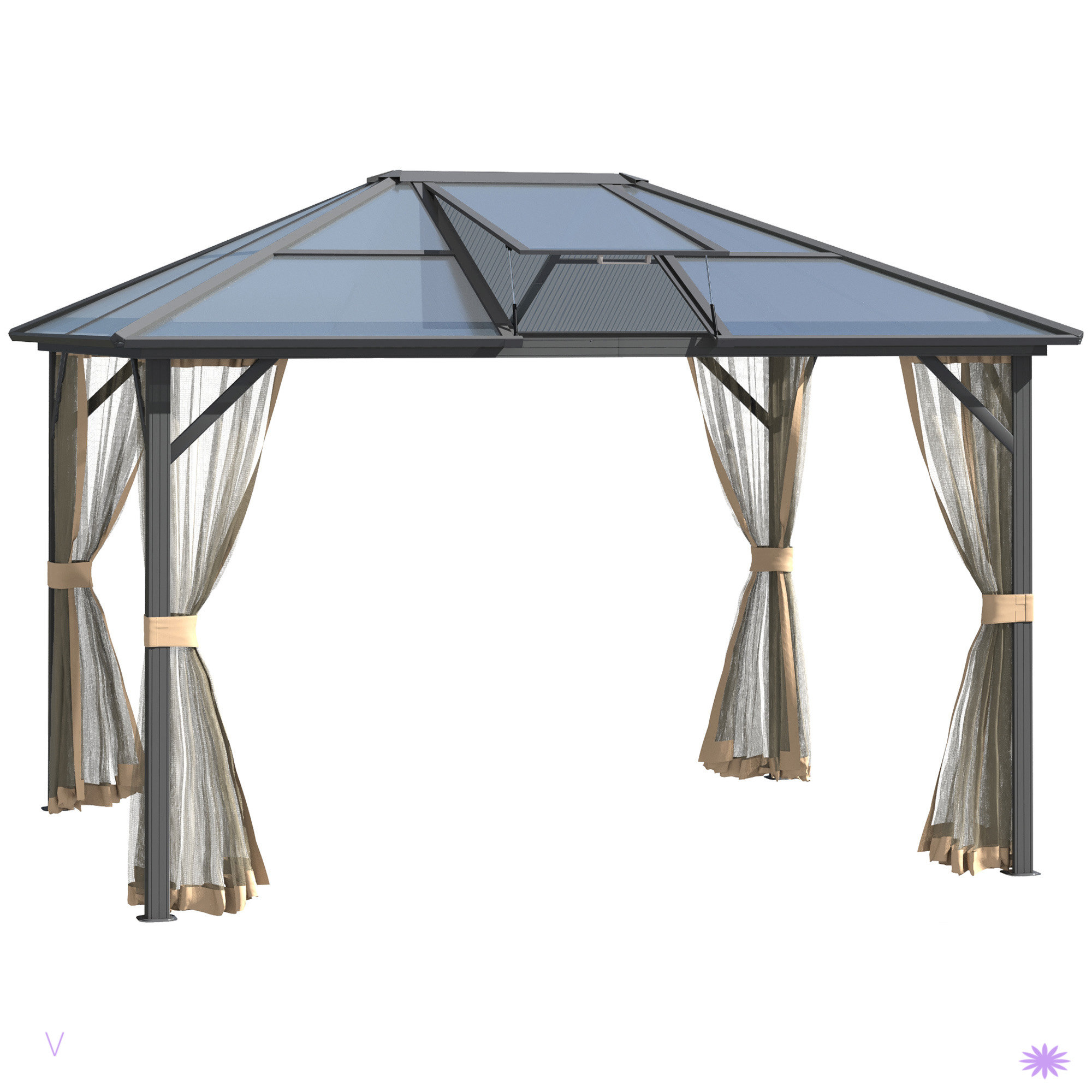 VODYXSEP Hardtop Gazebo Canopy With Polycarbonate Roof, Top Vent And ...