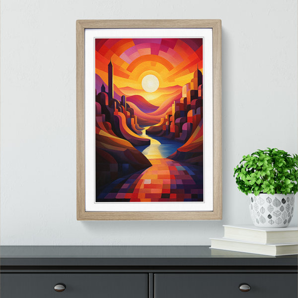 Alpen Home Sunset Cubism No.2 - Single Picture Frame Art Prints on Wood ...