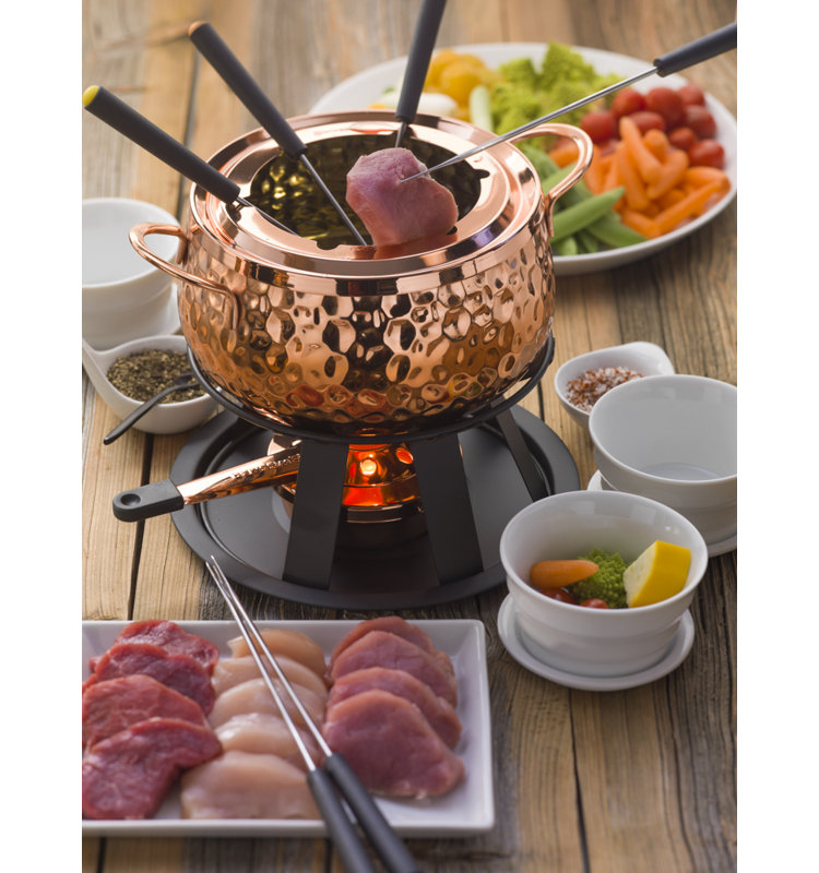 Swissmar Biel 11 Piece Fondue Set, Hammered Copper | Wayfair