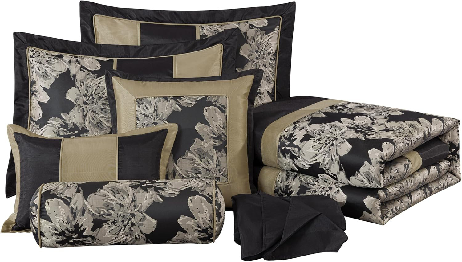 Chezmoi Collection Cameron Hibiscus Floral Jacquard Comforter Set | Wayfair