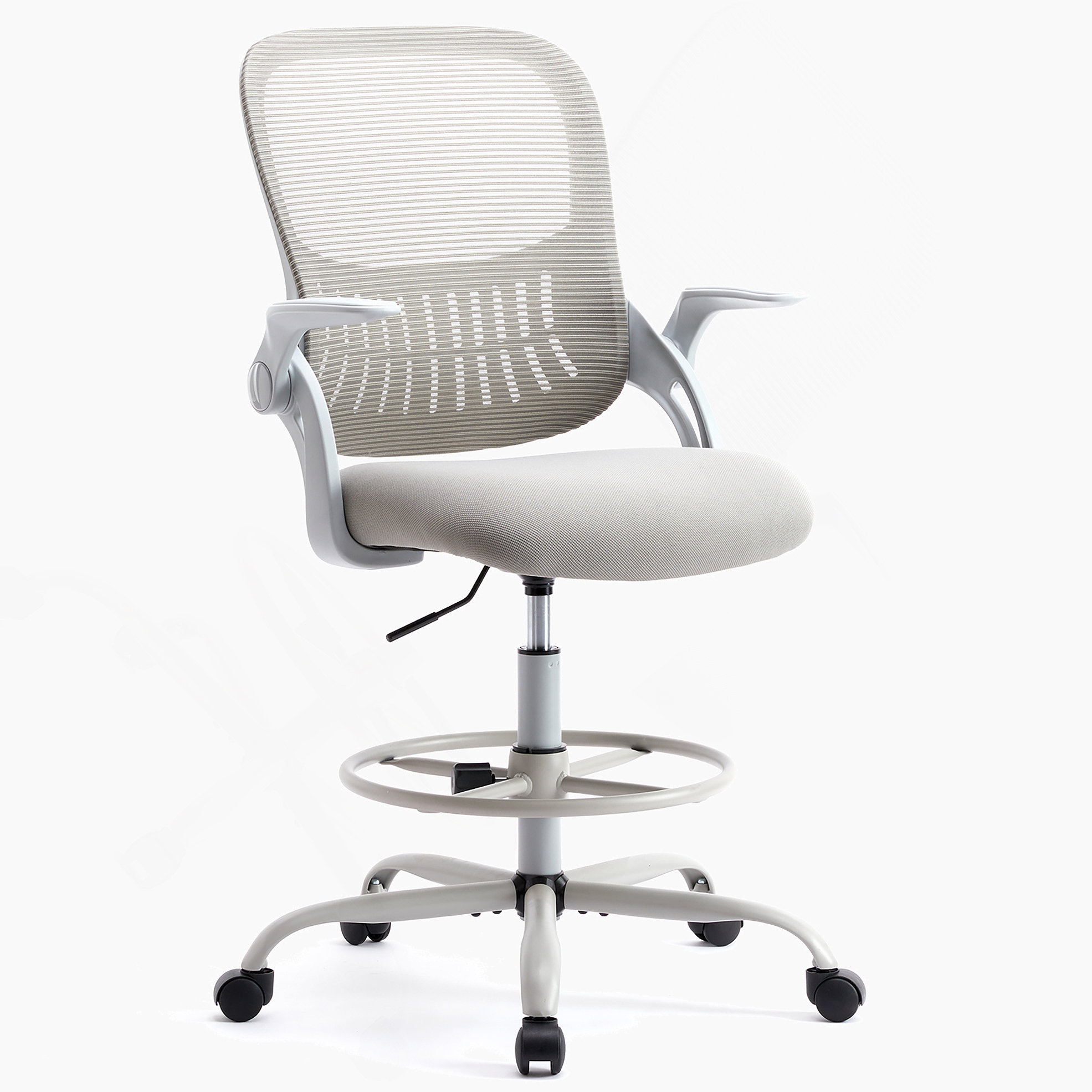White Noise Ergonomic Drafting Chair, Tall Standing Desk Office Chair ...