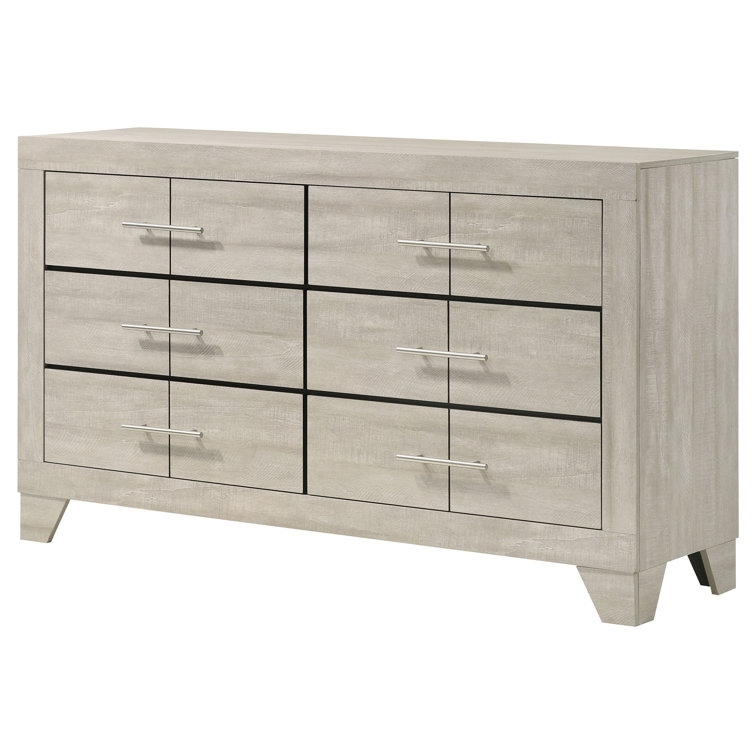 Ebern Designs Hunsaker 6-Drawer Bedroom Dresser Rustic Cream | Wayfair