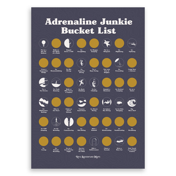 Epic Adventure Maps " Adrenaline Junkie Crazy Bucket List Scratch Off ...