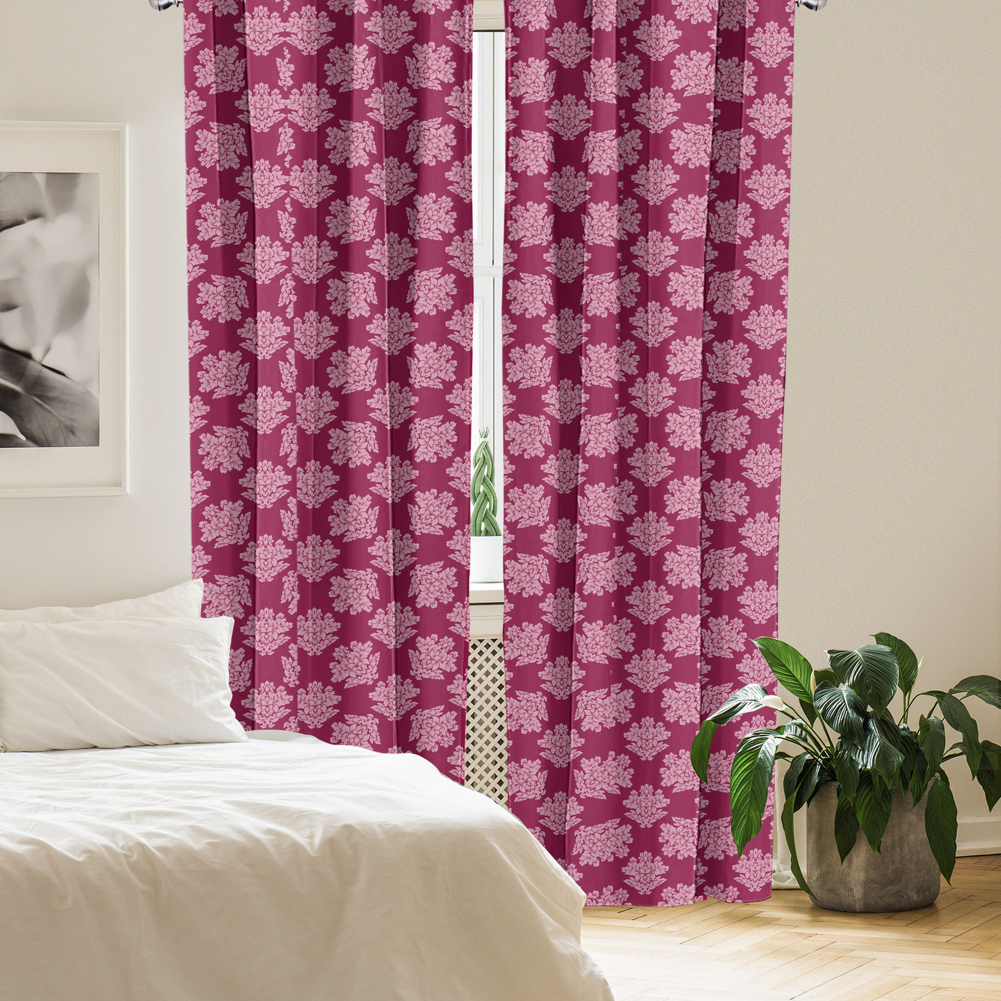 East Urban Home Renaissance 4-Panel Curtains, Victorian Flower Damask ...