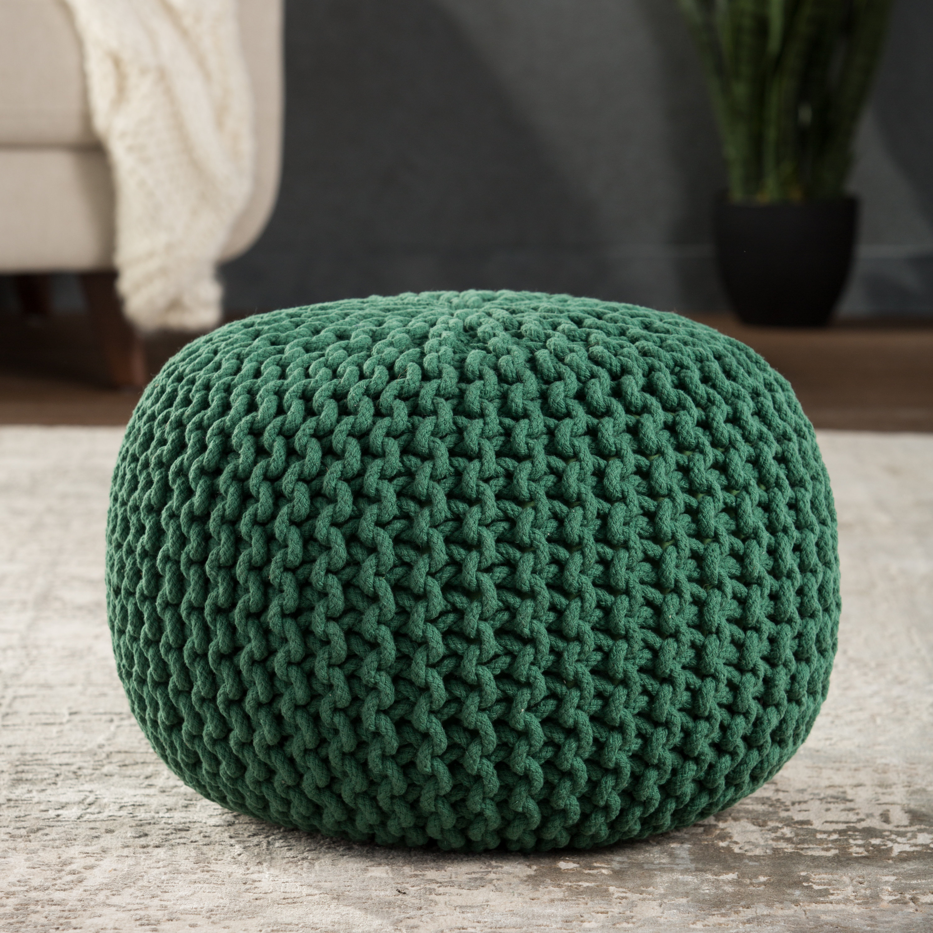 Highland Dunes Anely 20" Wide Round Pouf Ottoman & Reviews | Wayfair