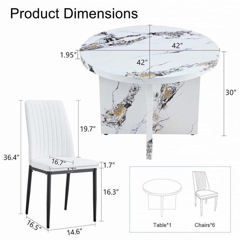 Astoria Grand Annecy 7 Piece Round Dining Table Set | Wayfair