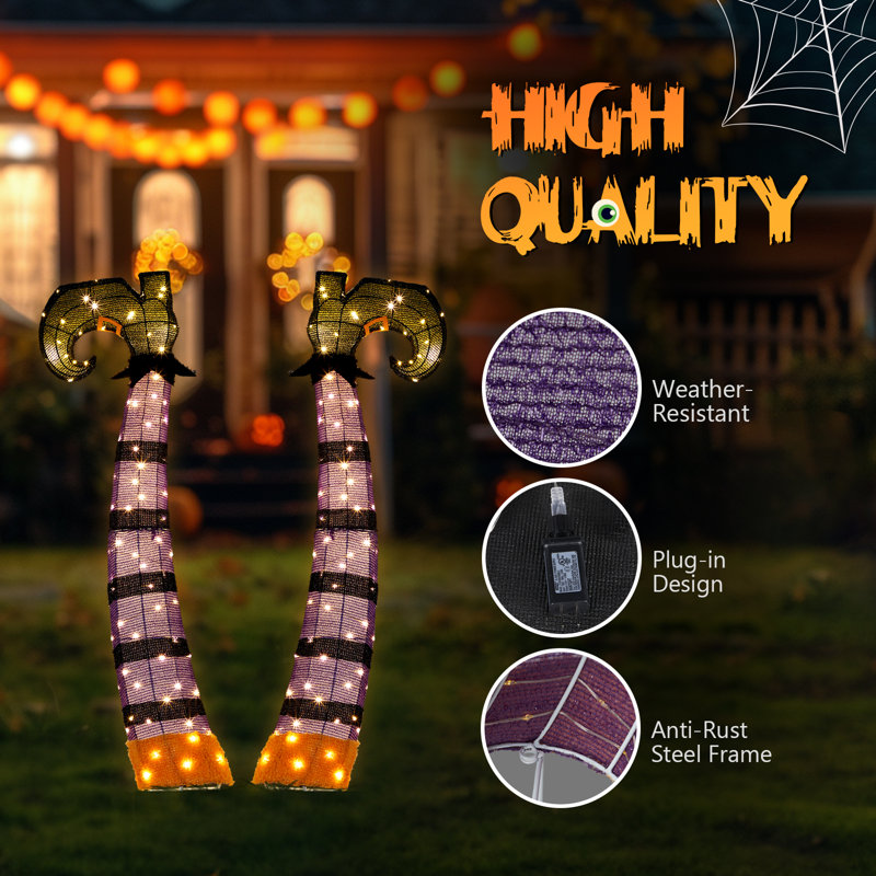 The Holiday Aisle® Set Of 2 Halloween Lighted Wicked Purple Witch Legs ...