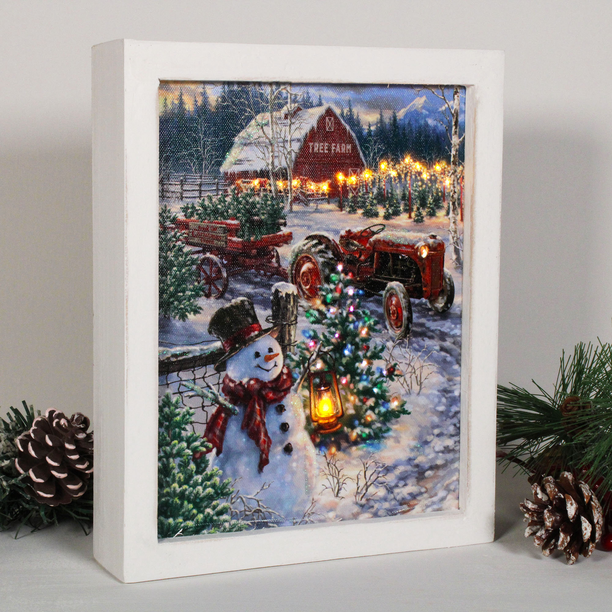 Glow Decor Christmas Tree Farm 8x10 Lighted Shadow Box & Reviews | Wayfair