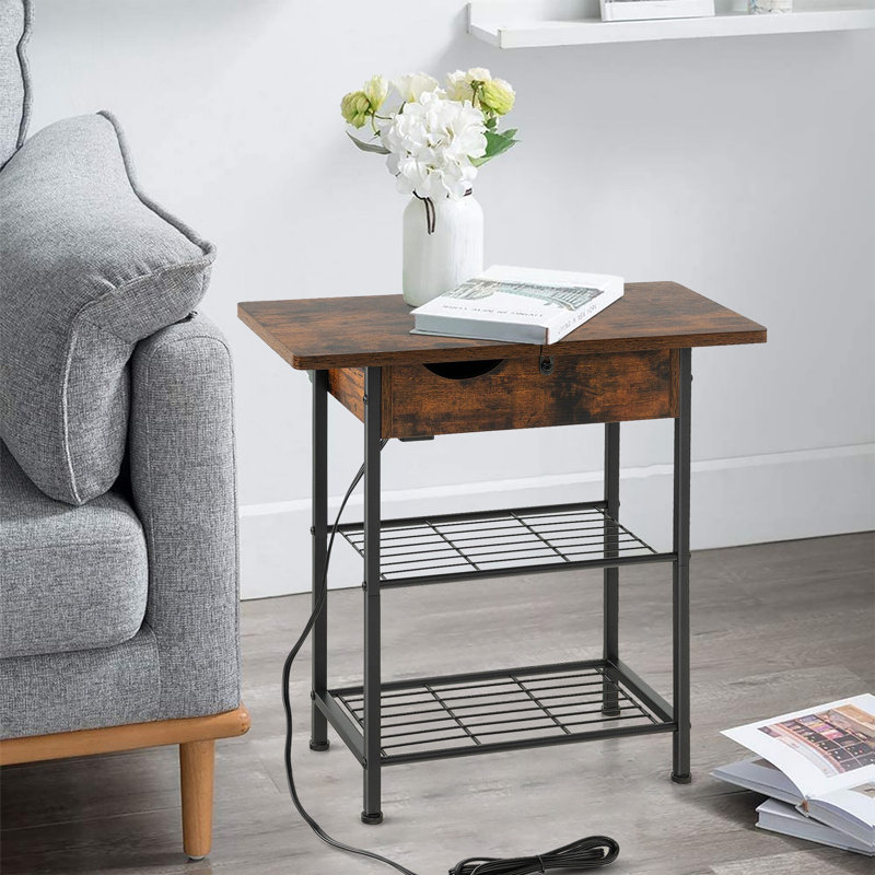 17 Stories Wileen 29'' tall End Table Built-In Outlets | Wayfair