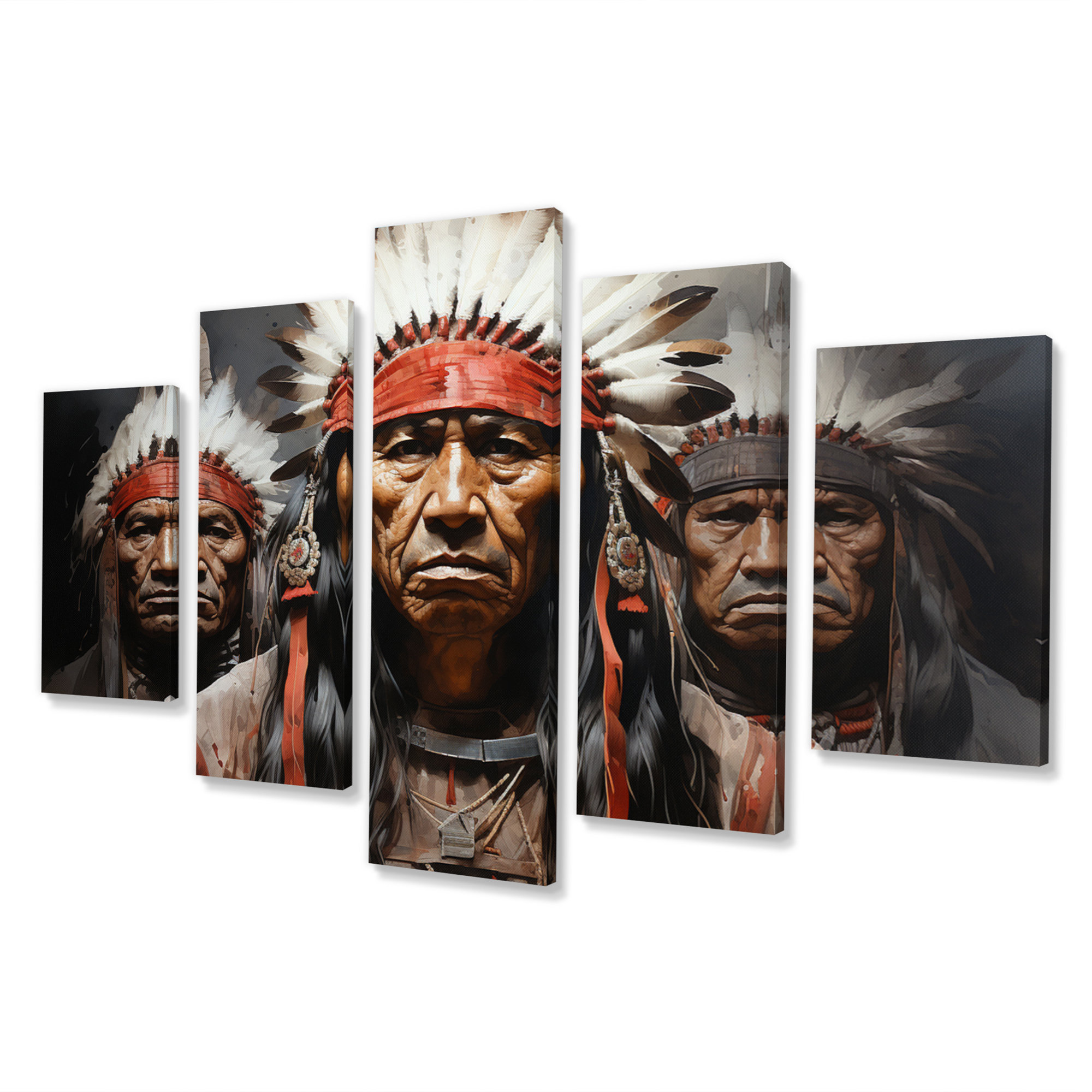 Union Rustic Native Art War Paint Portrait - Native American Wall Art ...