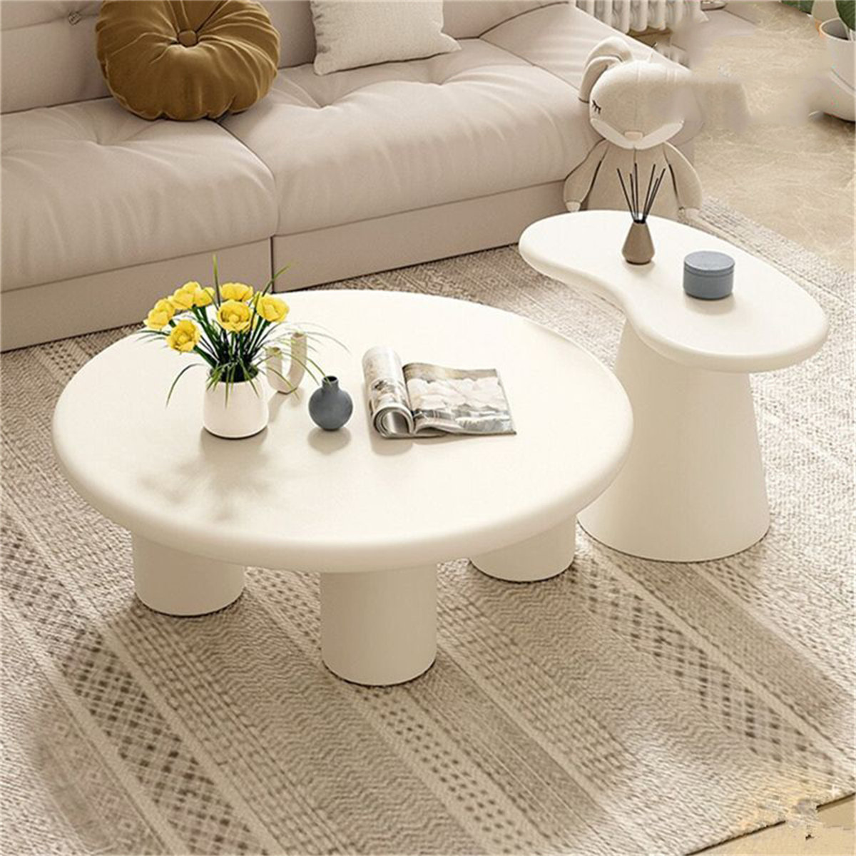 Ivy Bronx Krisit 2 Piece Modern Round Coffee Table, Large and Small ...