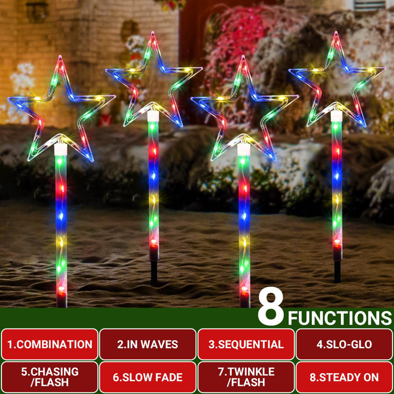 Zeki Shoggy Solar Christmas Pathway Lights, Star Pathway Lights Solar ...