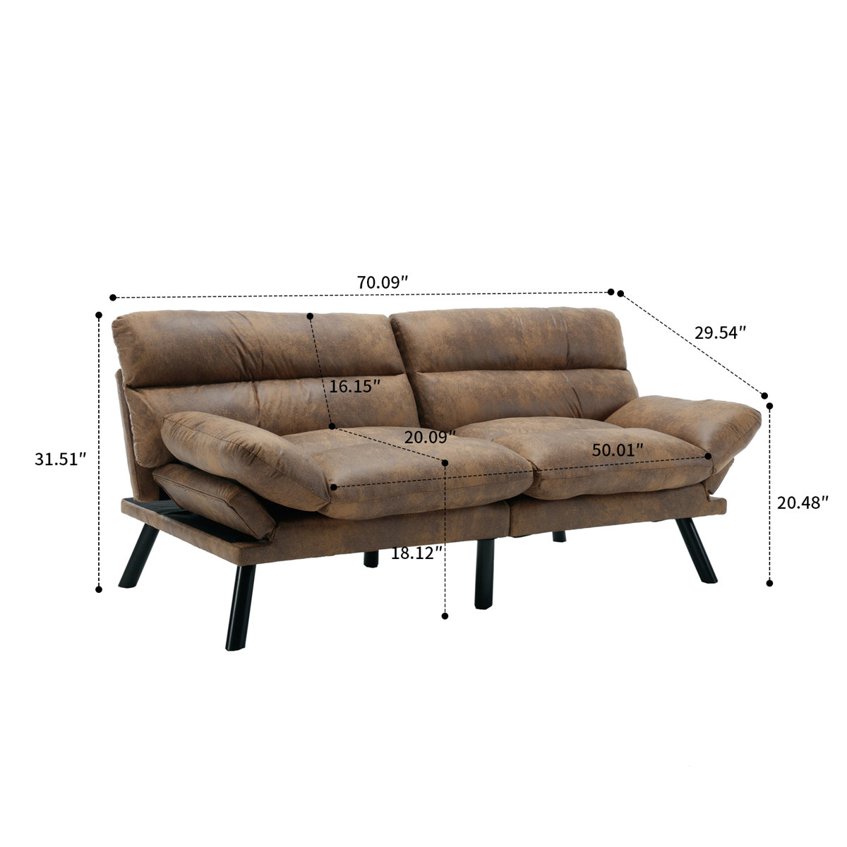 George Oliver Modern style sofa futon with adjustable backrest and ...
