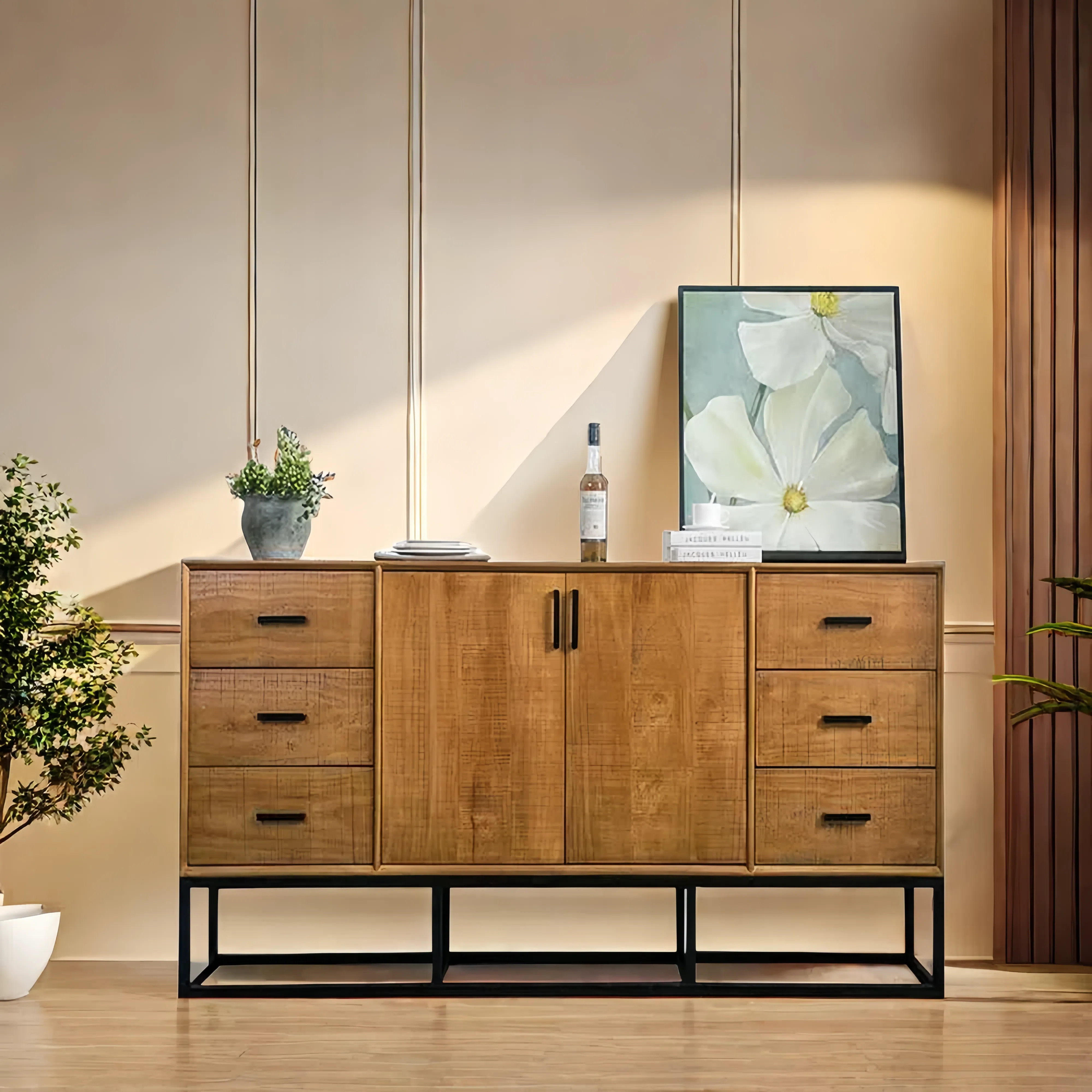 LIZIYE Industrial Style Solid Wood Sideboard | Wayfair