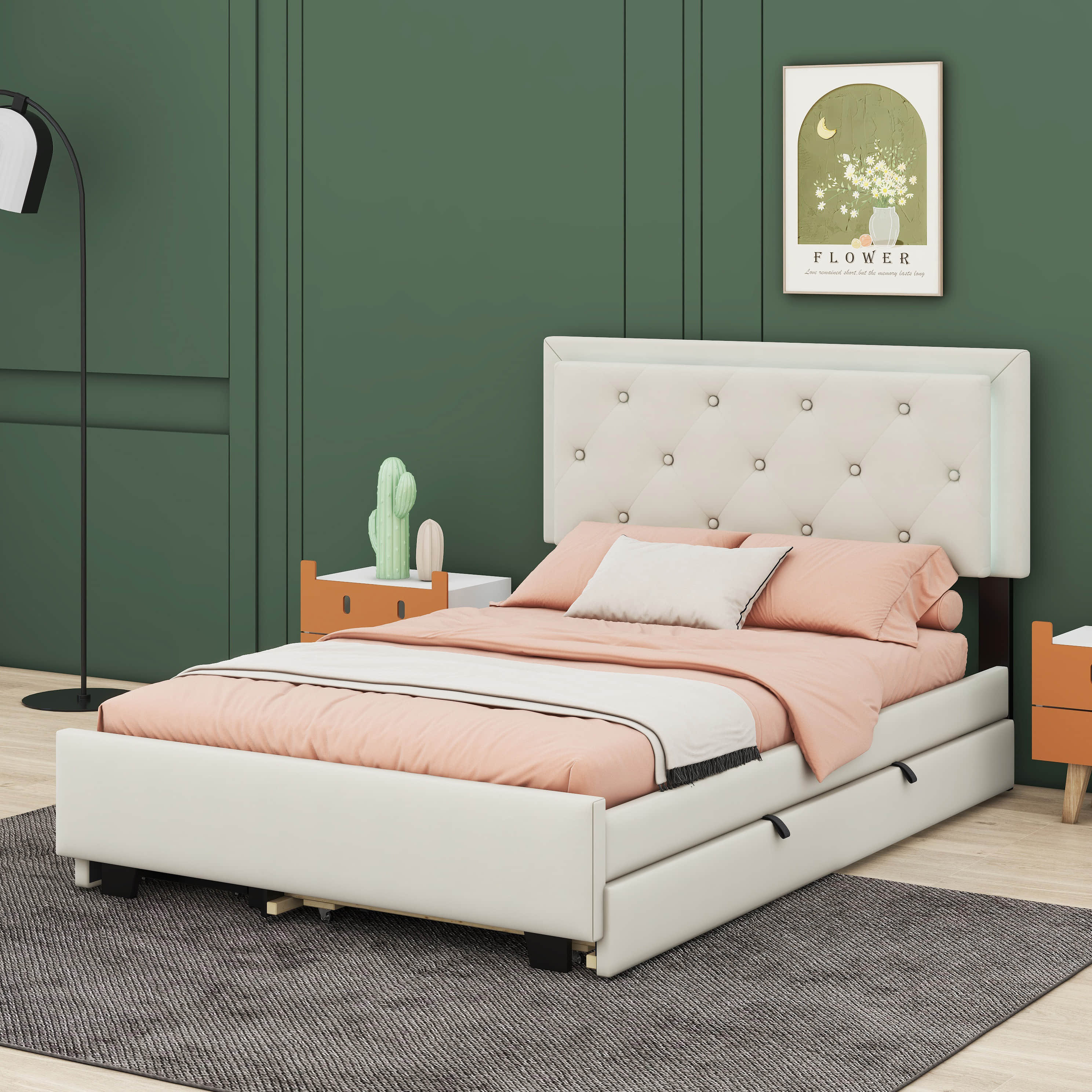 Red Barrel Studio Khadar Velvet Storage Platform Bed, with 2 Big ...