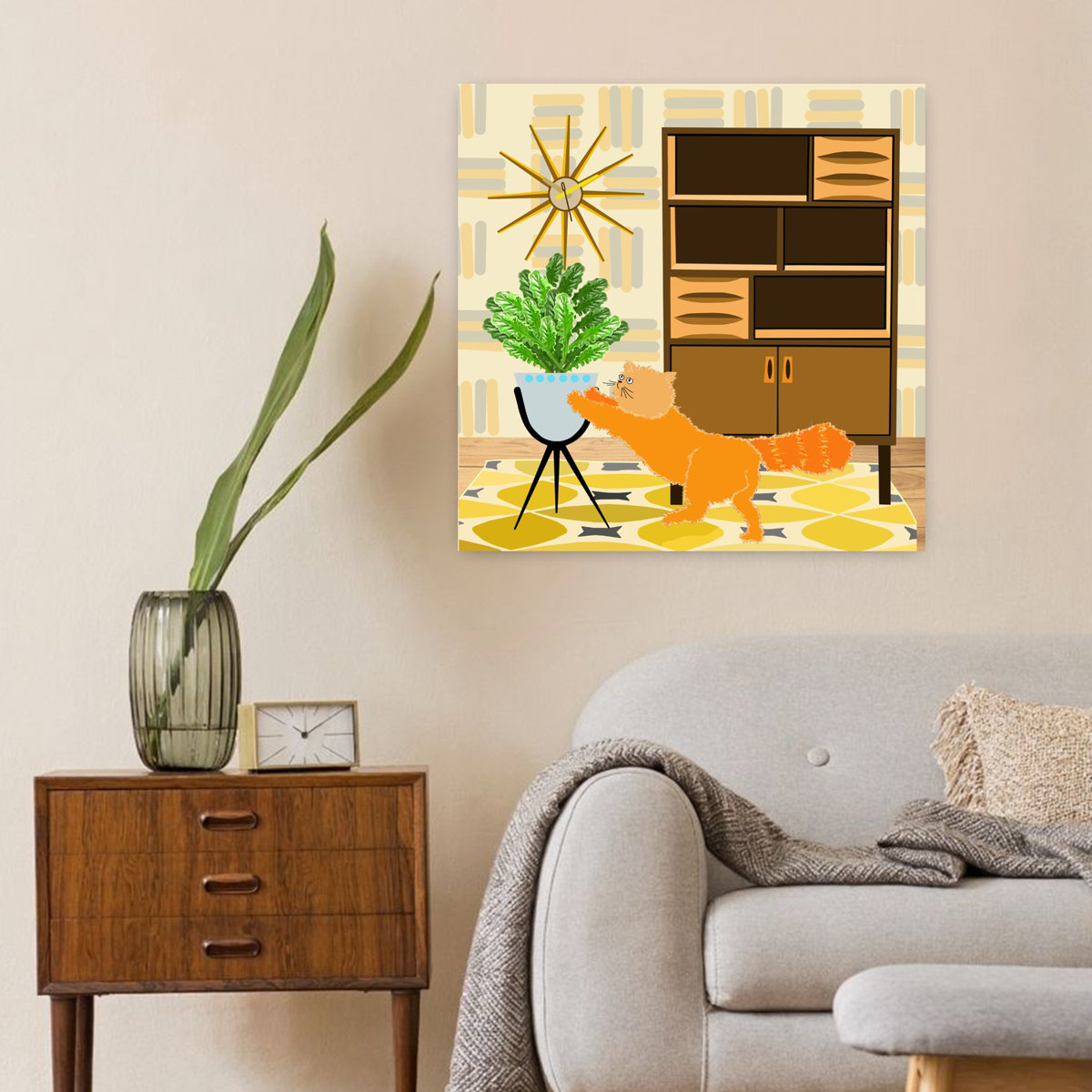 East Urban Home Contemporary Art Contemporary Cat Art | Wayfair