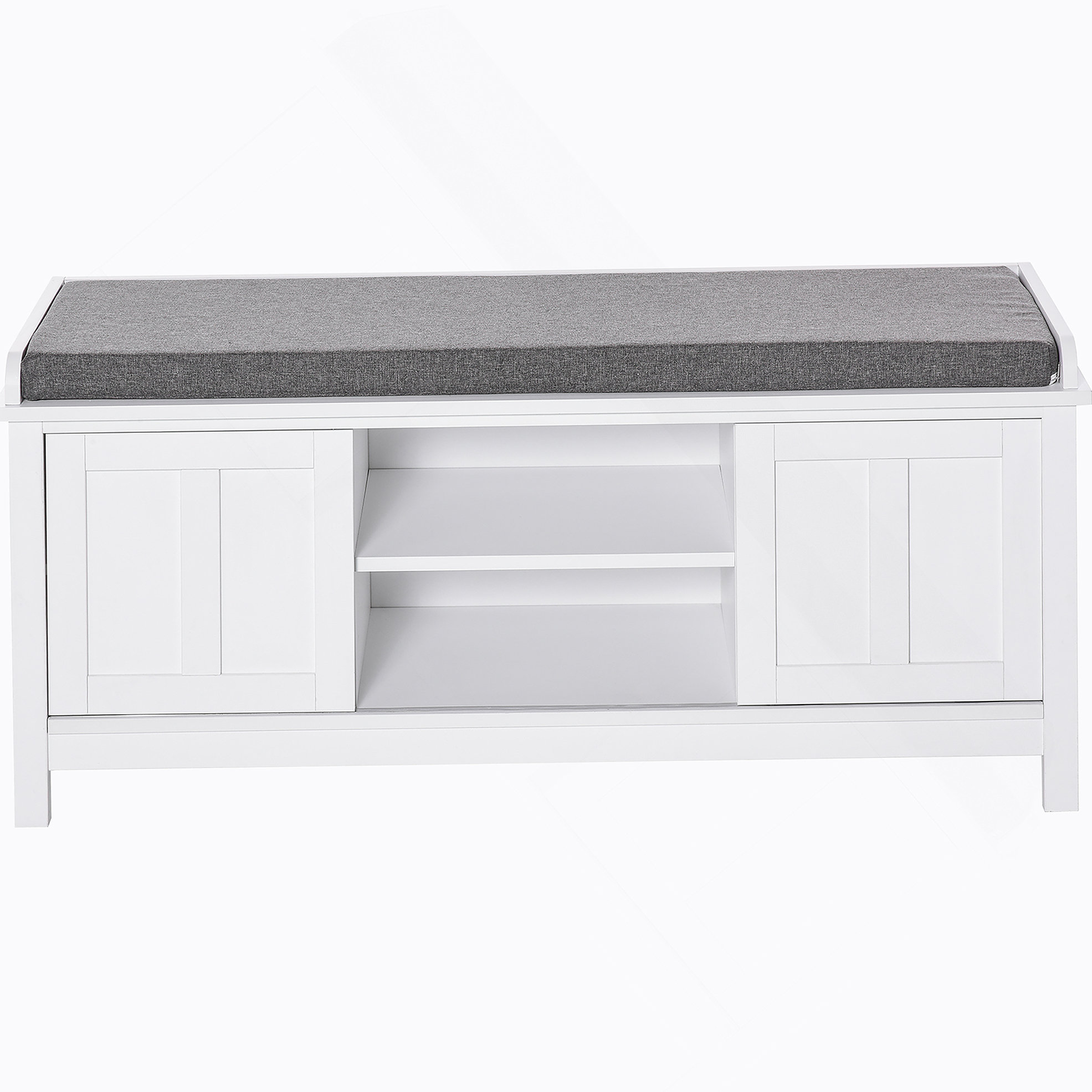 Latitude Run® Entryway Shoe Bench Storage Ottoman with Sliding Doors ...