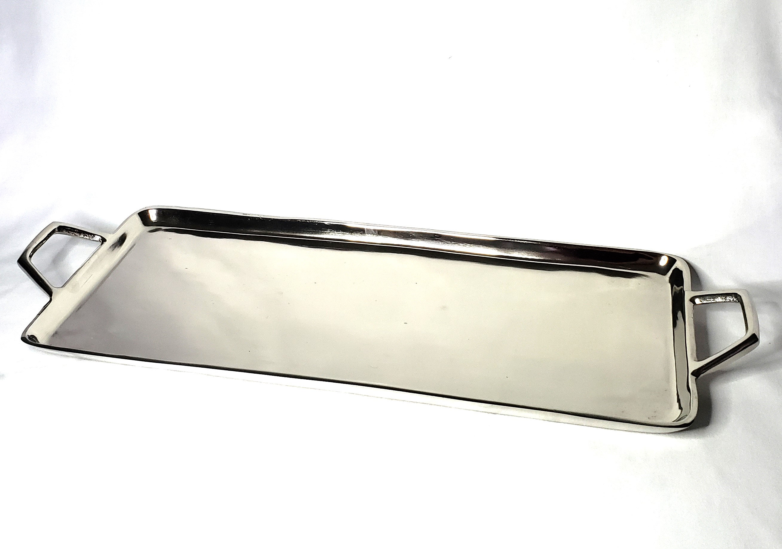 Latitude Run® Silver Stainless Steel Rectangular Tray W/Handles 26.75 X ...