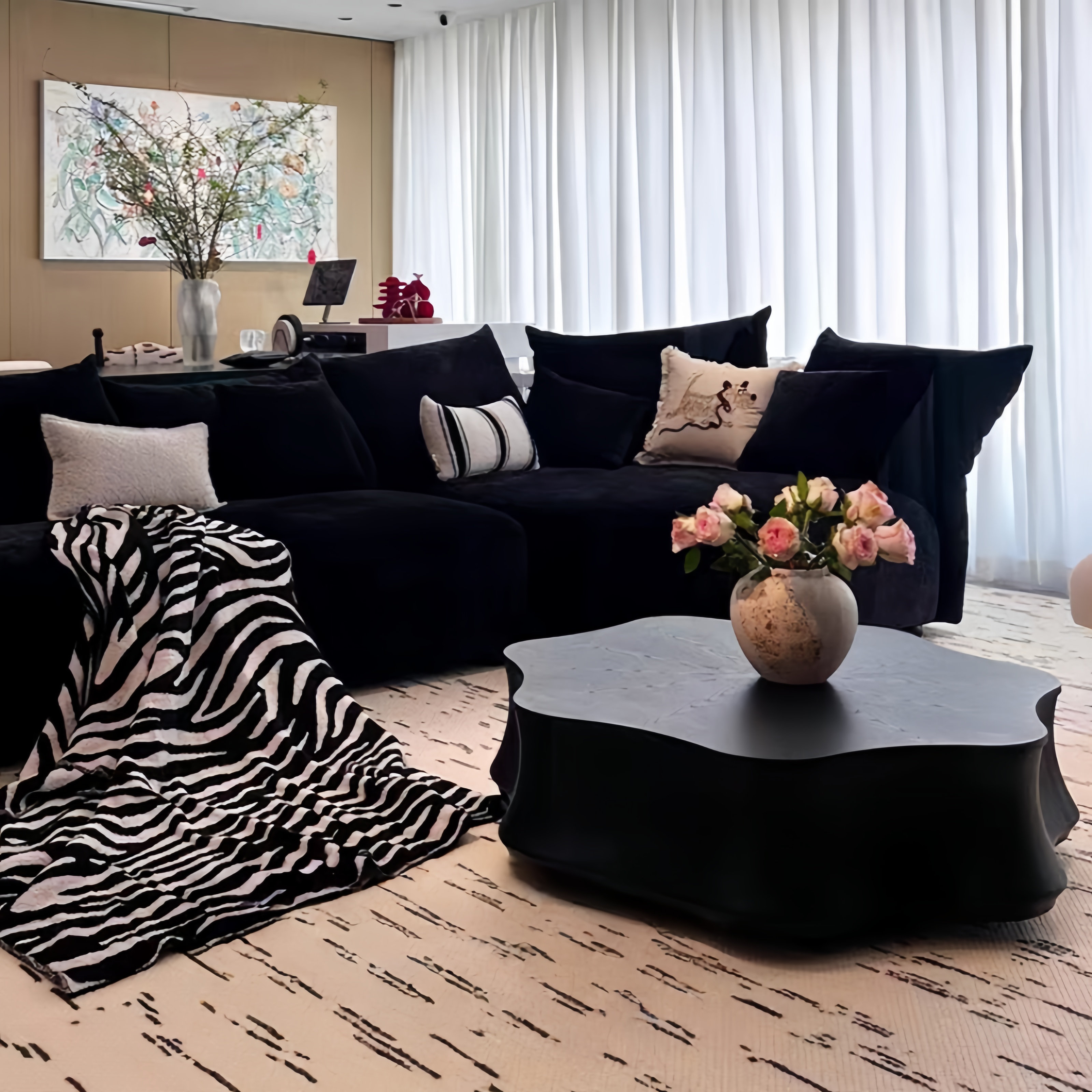 Brayden Studio® Black Irregular Coffee Table | Wayfair