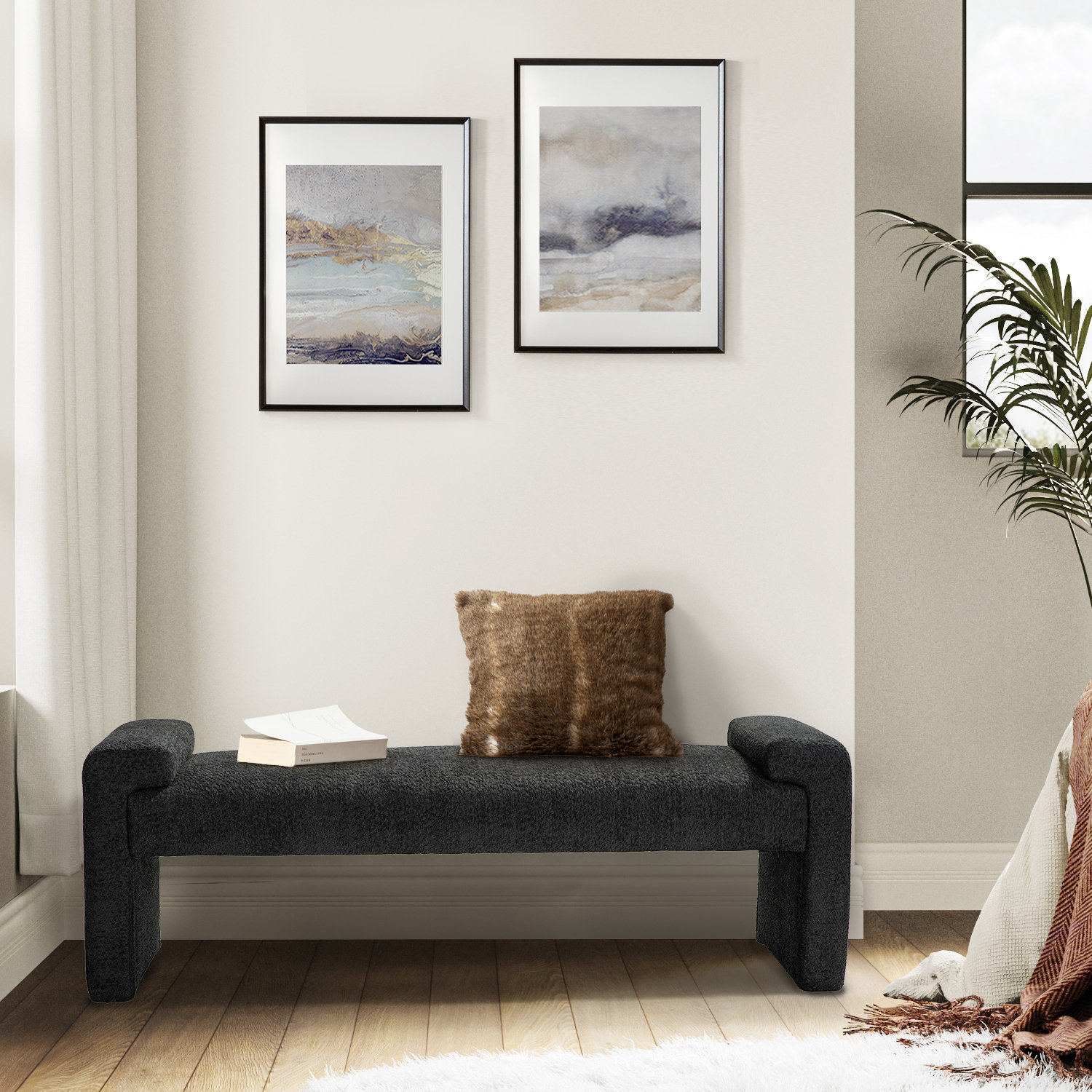 Wade Logan® Arlesia 58.5'' Wide Modern Upholstered Bench & Reviews ...