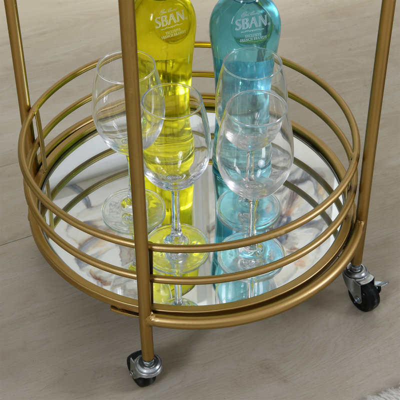 Wrought Studio™ Fawe Joliet Mirrored Bar Cart & Reviews | Wayfair