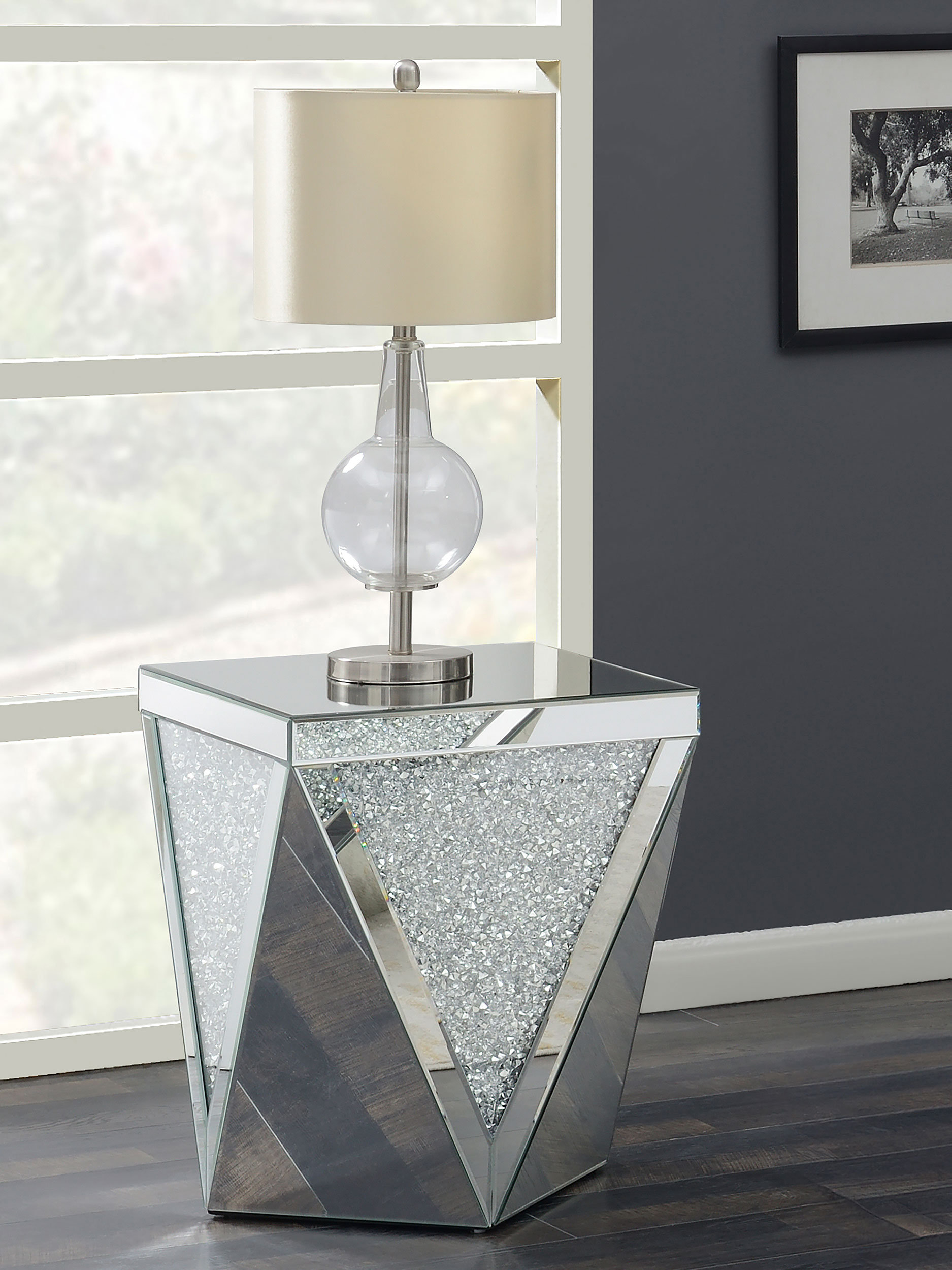 Coaster Furniture Amore Square Mirrored Acrylic Crystal Side End Table ...