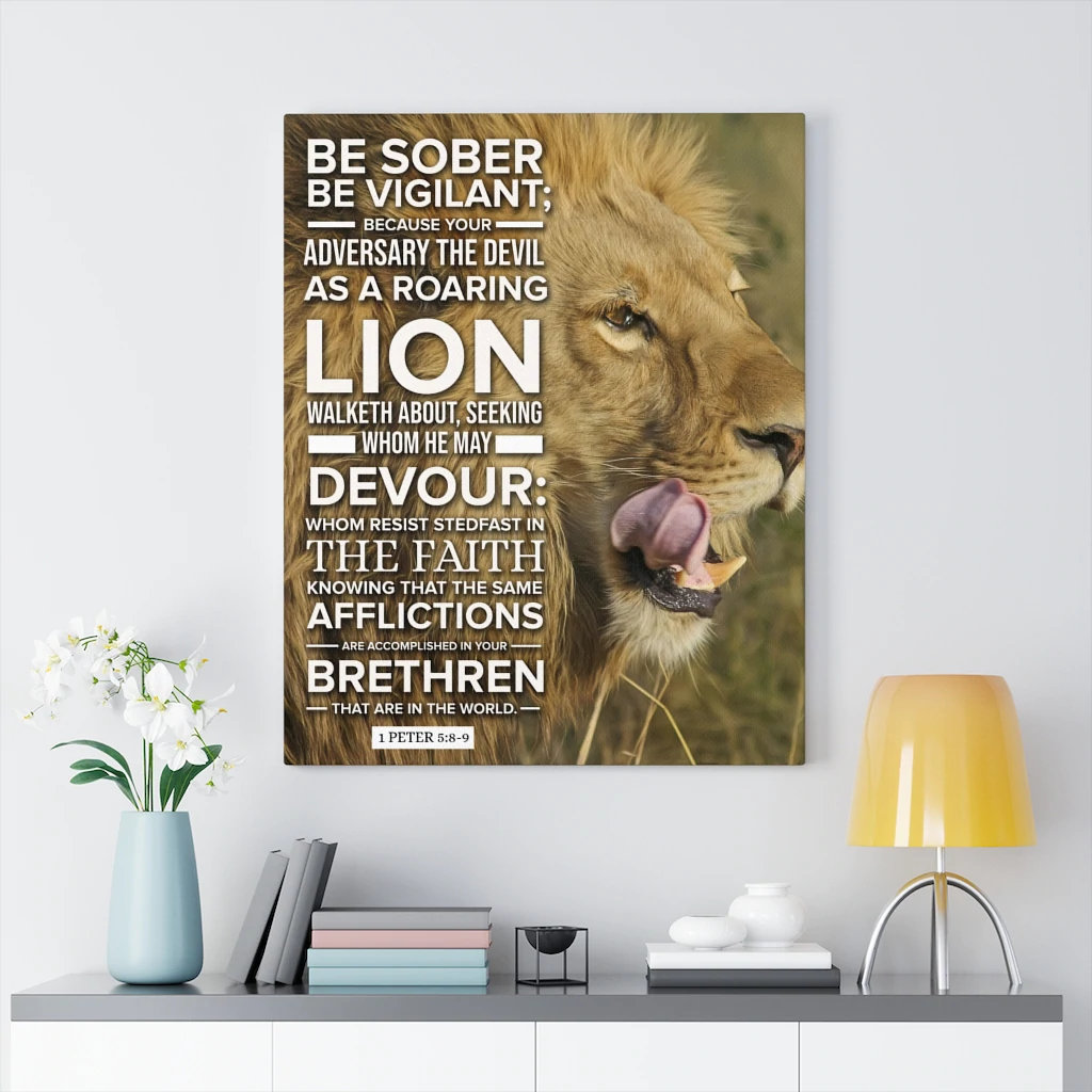 Trinx Scripture Canvas Be Vigilant 1 Peter 5:89 Christian Wall Art ...
