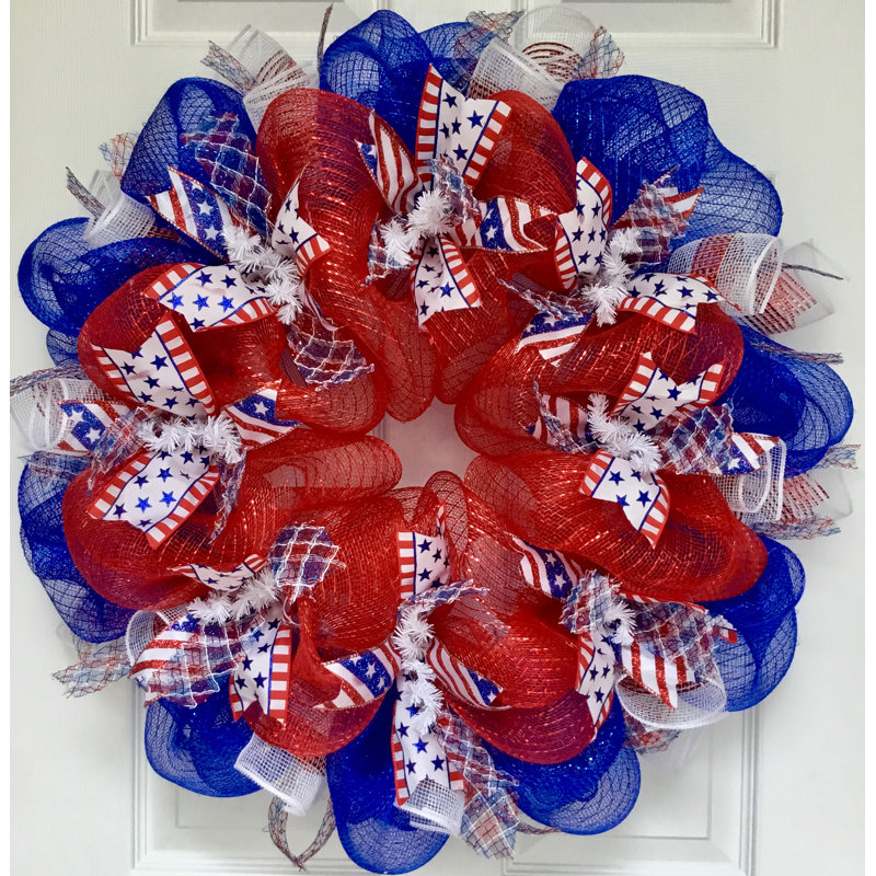 The Holiday Aisle® Patriotic Wreath Three Cheers For the Red White and ...