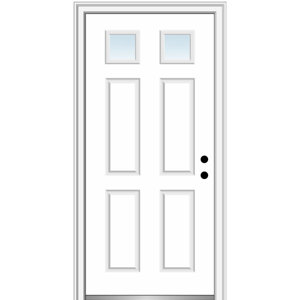 MMI DOOR Smooth 2-0.25 Lite 4-Panel Fiberglass Prehung Front Entry ...