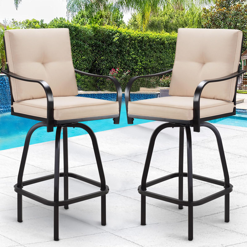 Lark Manor™ Patio Swivel Bar Stools Set Of 2, Outdoor Bar Height Patio ...