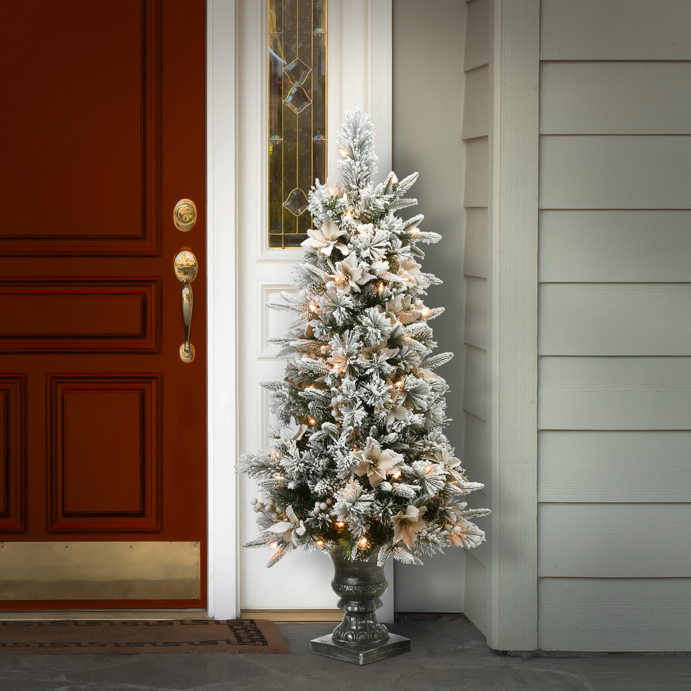 National Tree Company 4 ft. Frosted Colonial Fir Entrance Tree with ...