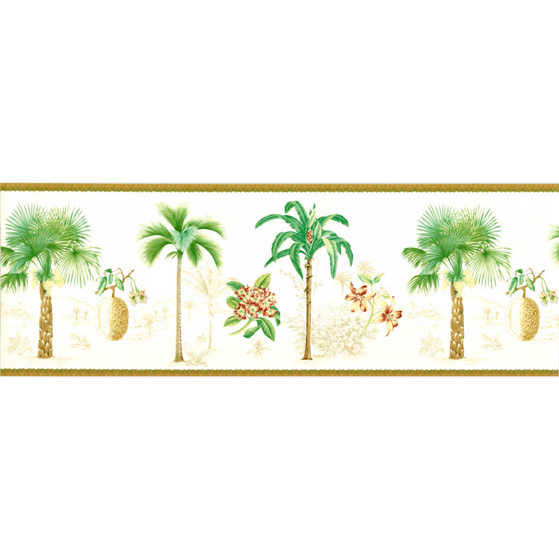 Bay Isle Home™ Adalae Tropical Palm Trees Wallpaper Border | Wayfair