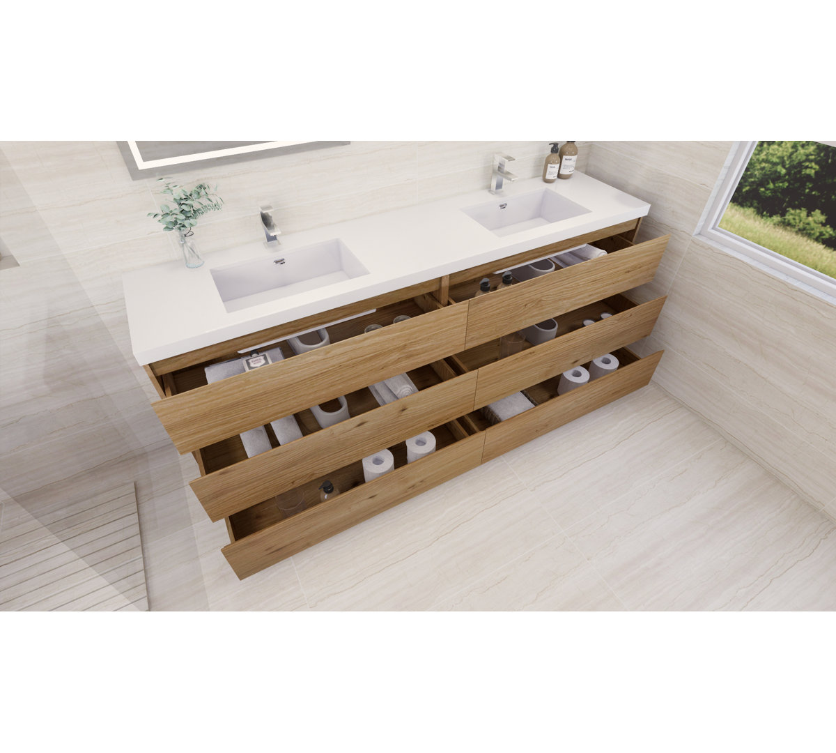 Millwood Pines Ferrari 84" Double Bathroom Vanity Set | Wayfair