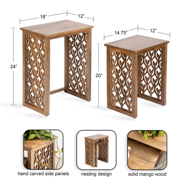Bungalow Rose Karni Solid Wood Top Nesting Tables & Reviews | Wayfair