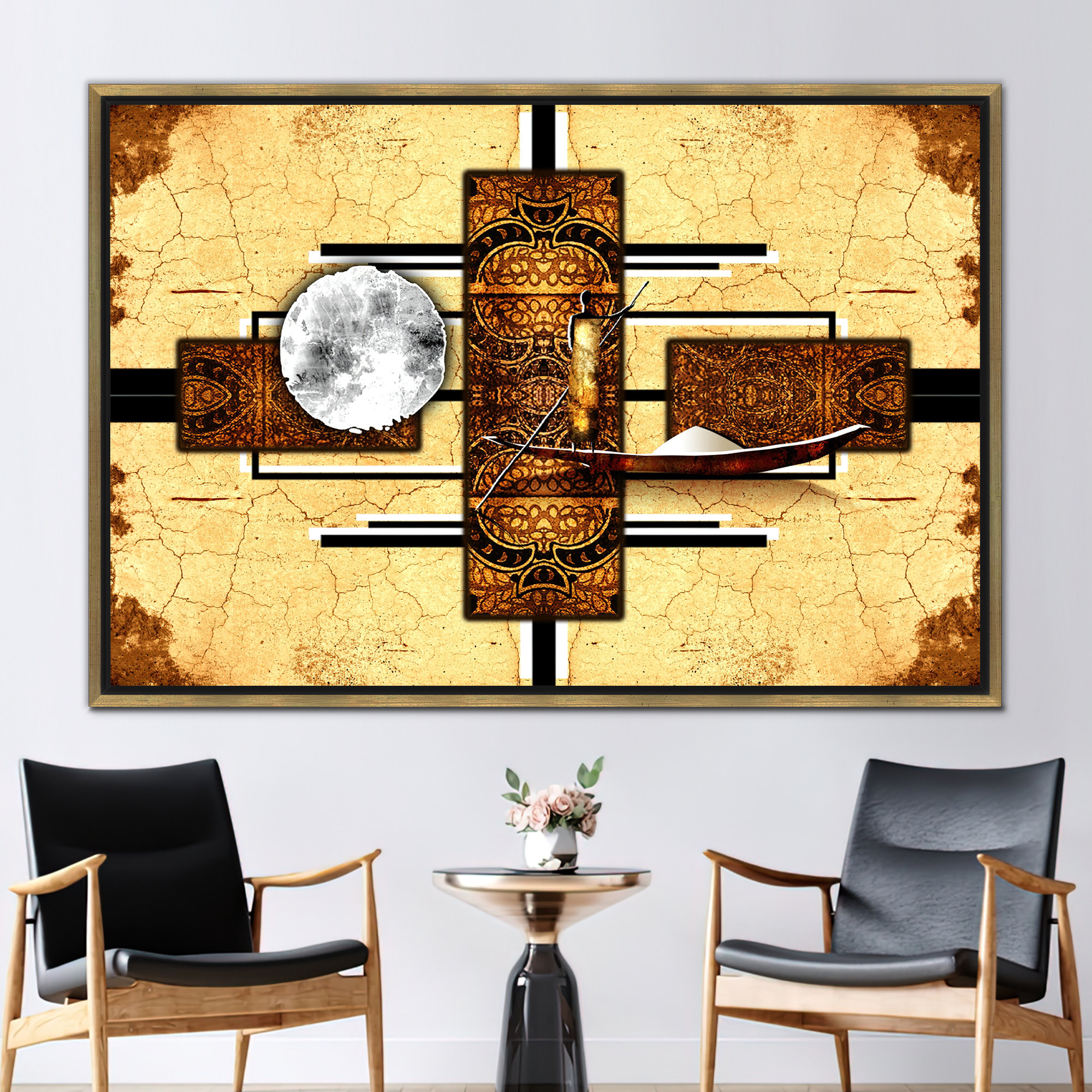 Bungalow Rose Ethnic Moon Landscape, African Poster, Ethnic Wall Art, Moon Landscape Printed ...
