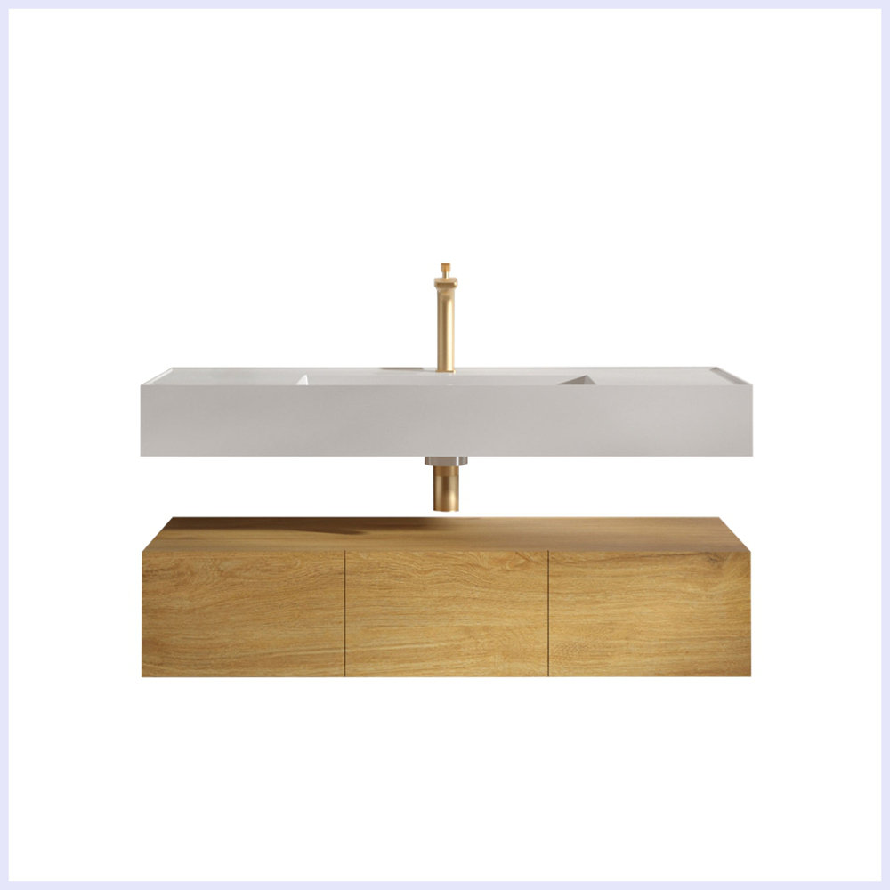 Ebern Designs Modern Floating Bathroom Sink with Storage Cabinet ...