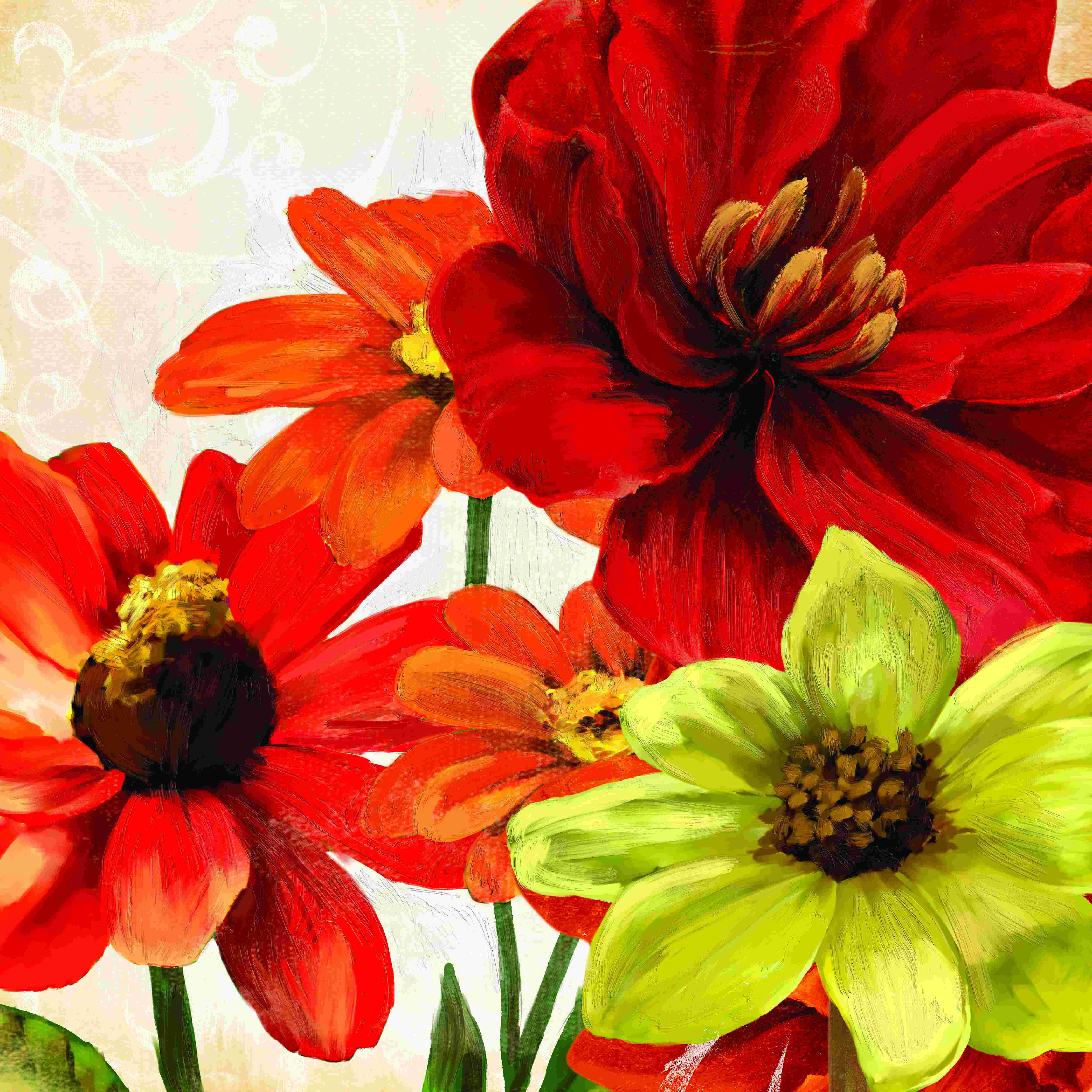 Winston Porter Bright Giant Flowers Impasto - Wrapped Canvas Painting ...