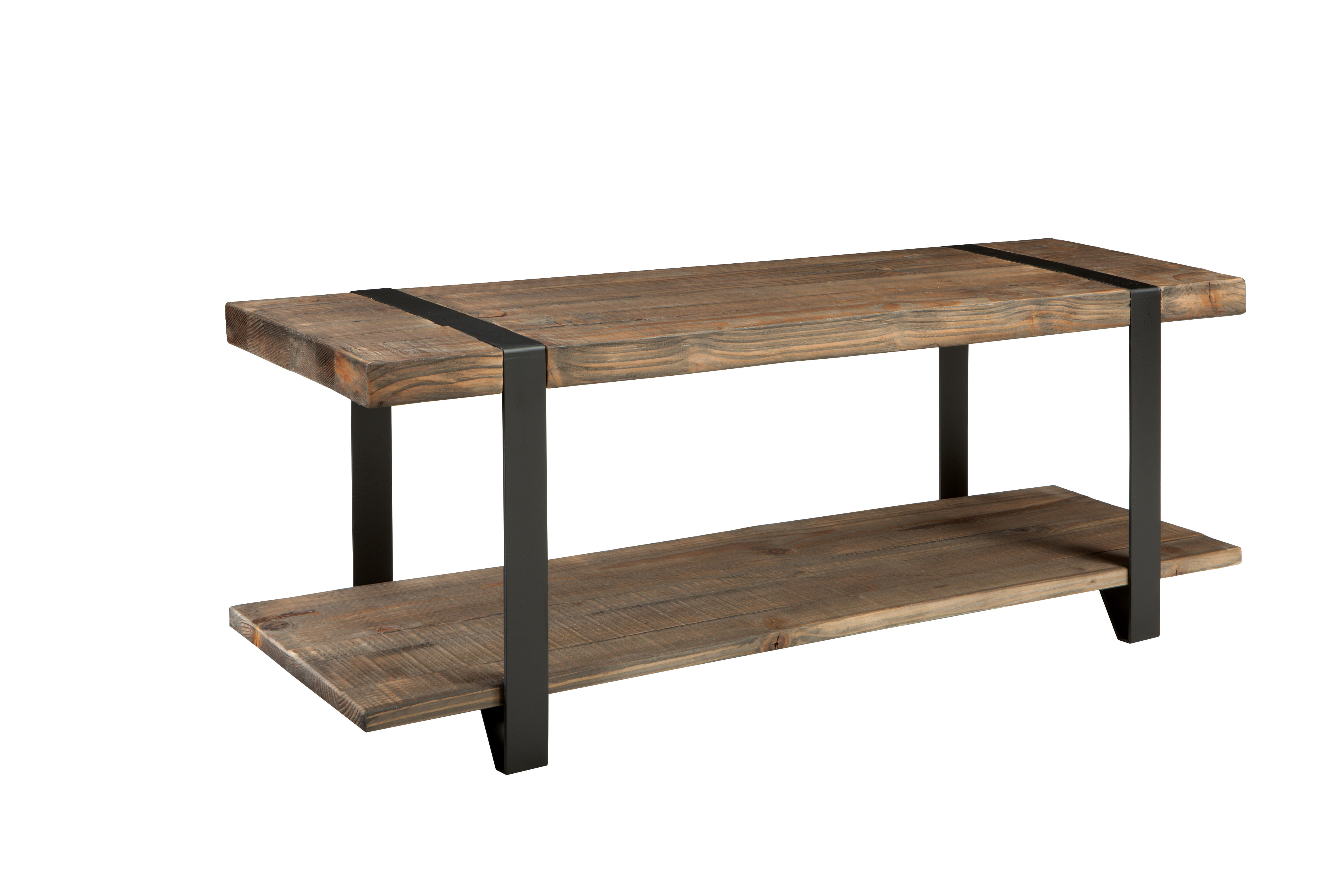 Steelside™ Alezzi 48" Wide Rustic Industrial Solid Wood and Metal Frame ...