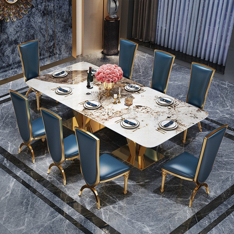 Jihagao Luxury Rectangular Rock Slab Dining Table Sets | Wayfair