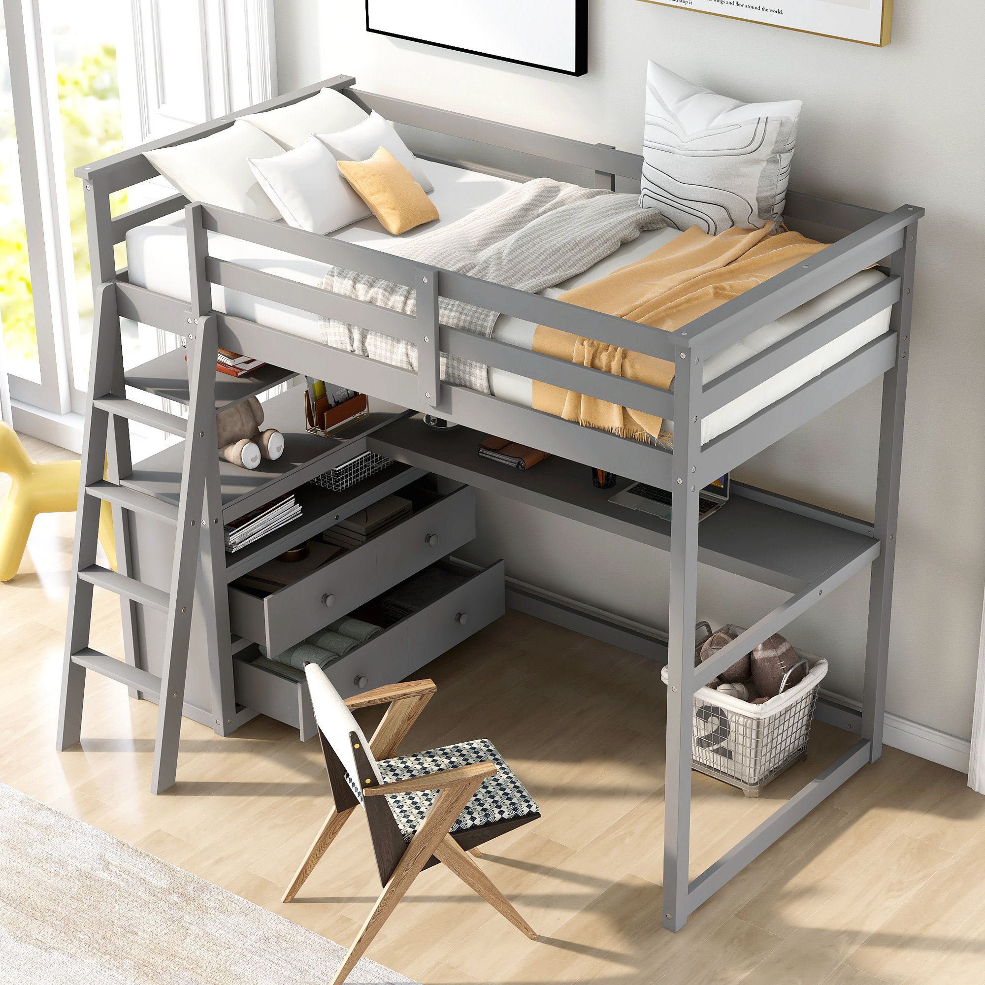 Harriet Bee Jalencia Loft Bed Storage Bed | Wayfair